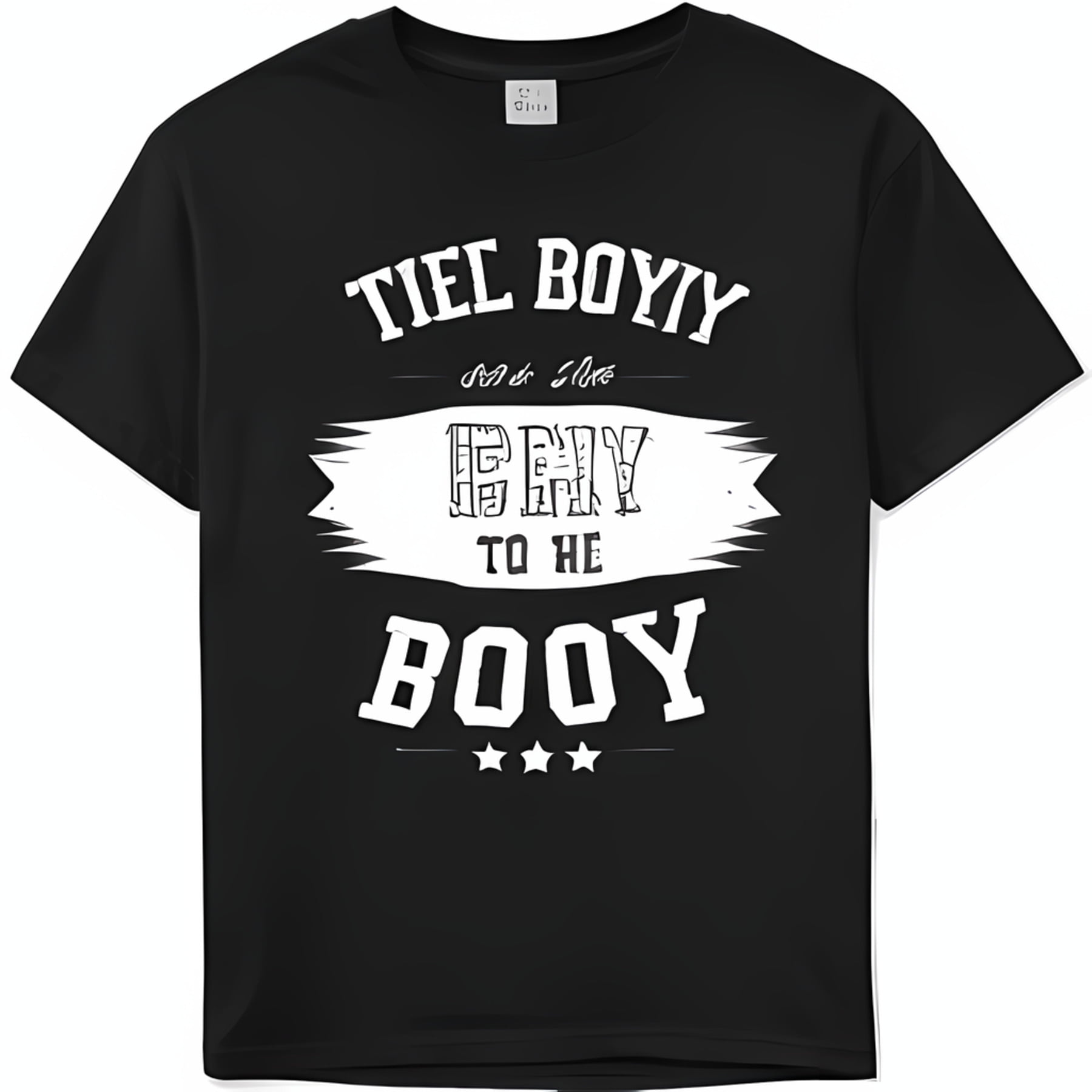 Black T-Shirt with Bold 'TEL boolny' Lettering and Bodybuilder Biceps ...