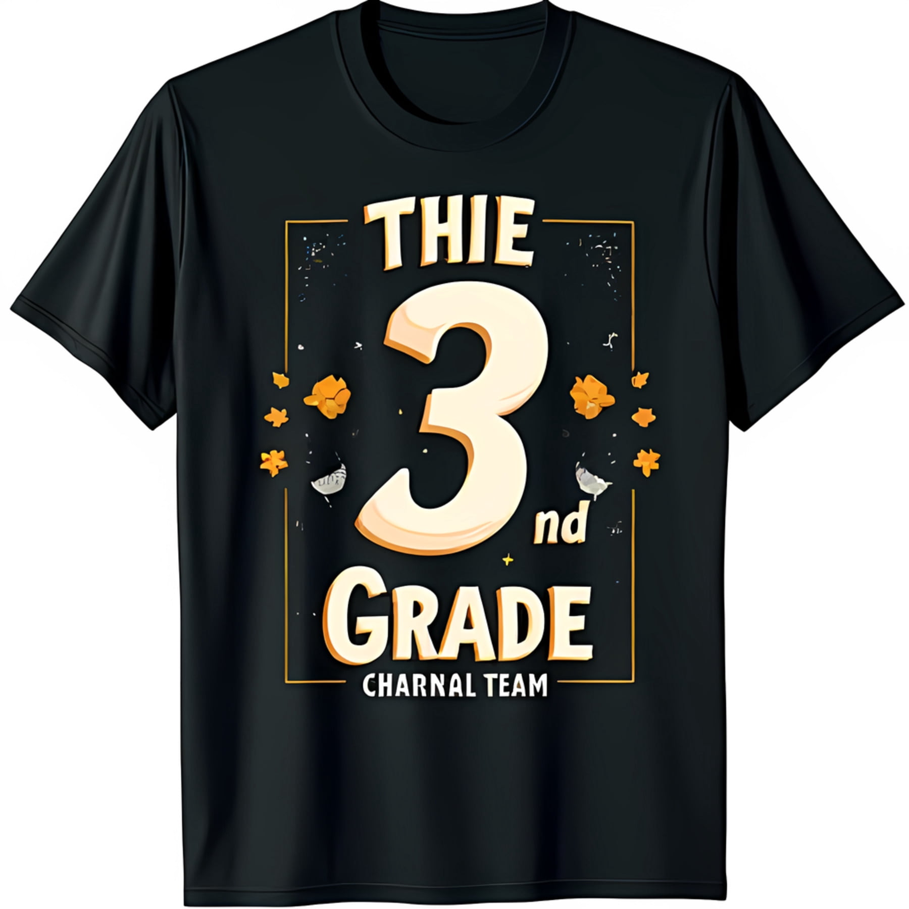 Black T-Shirt with Bold THE 3rd GRADE CHARNAL TEAM Design & Yellow ...