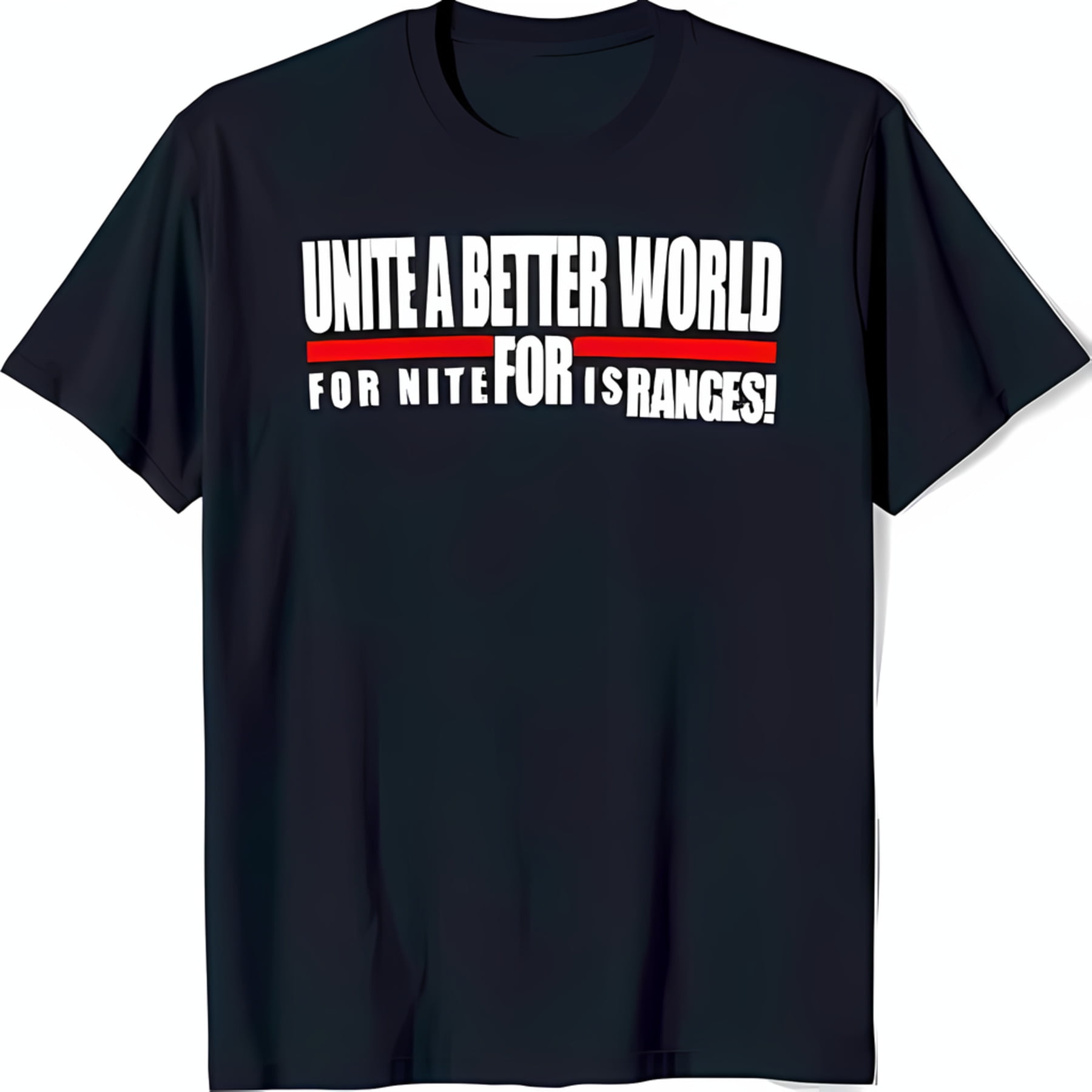 Black T-Shirt with Bold UNITE A BETTER WORLD FOR Slogan - Walmart.com