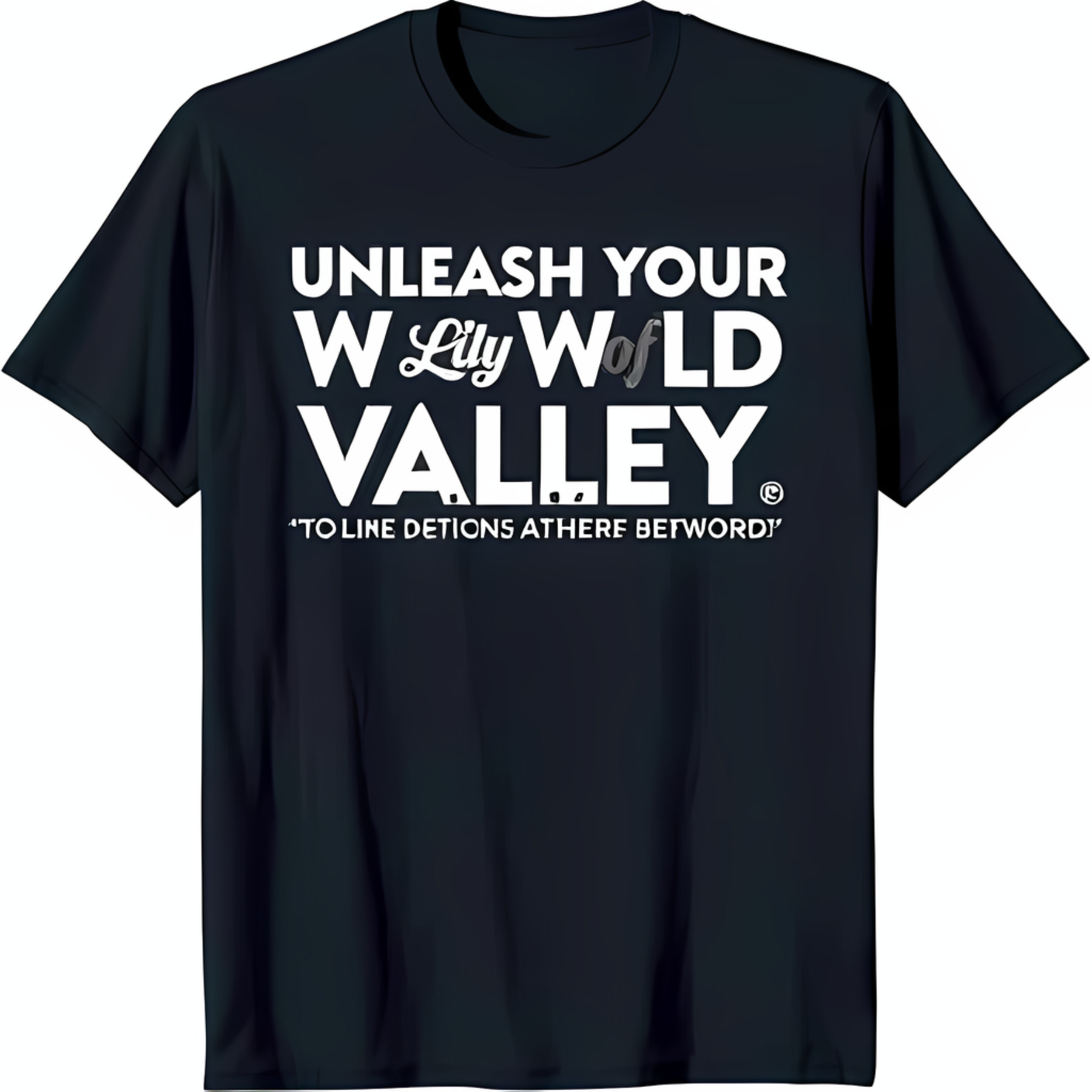 Black T-Shirt with Bold 'UNLEASH YOUR W Lily WOLD VALLEY' Design ...
