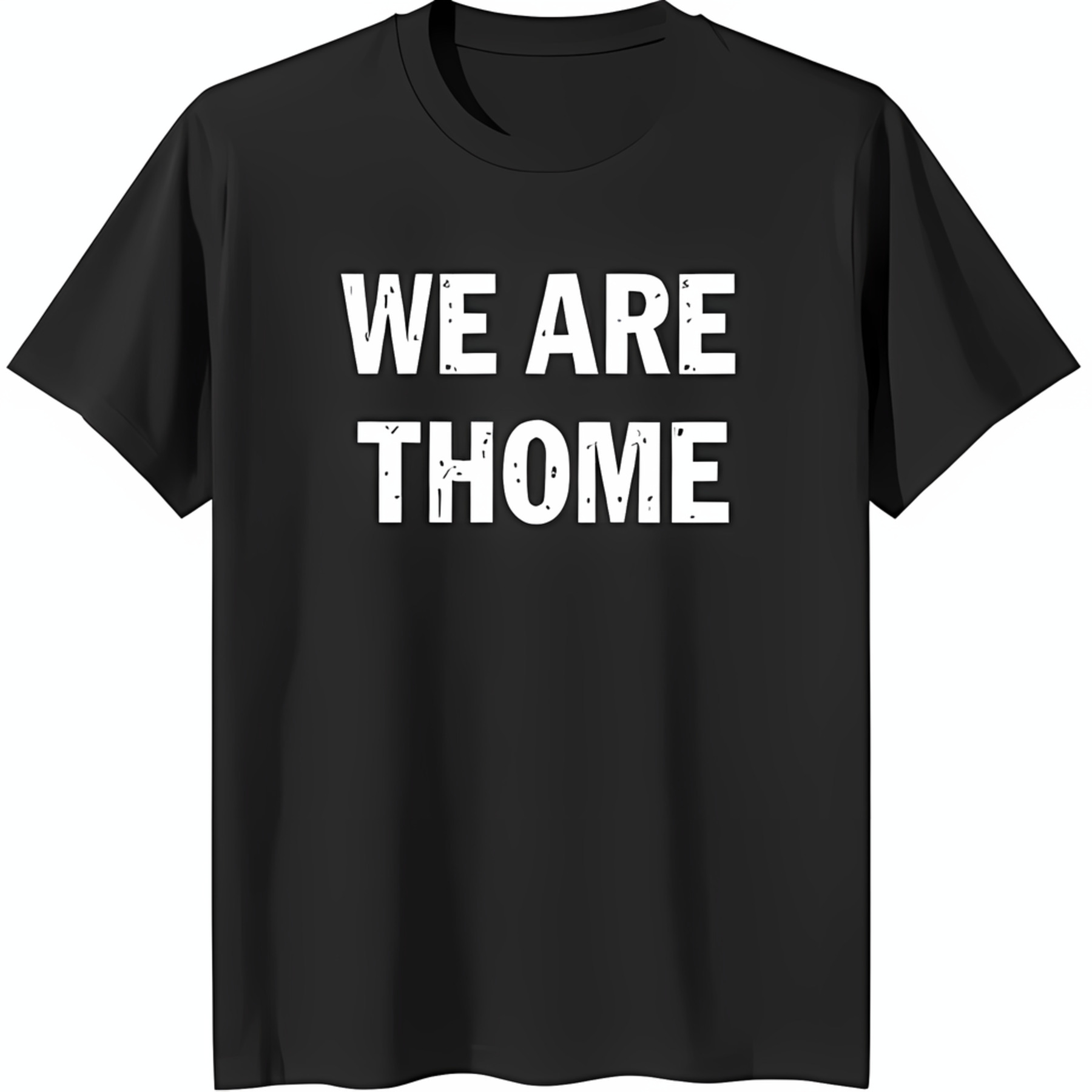 Black T-Shirt with Bold 'WE ARE THOME' Graphic Worn Look Design ...