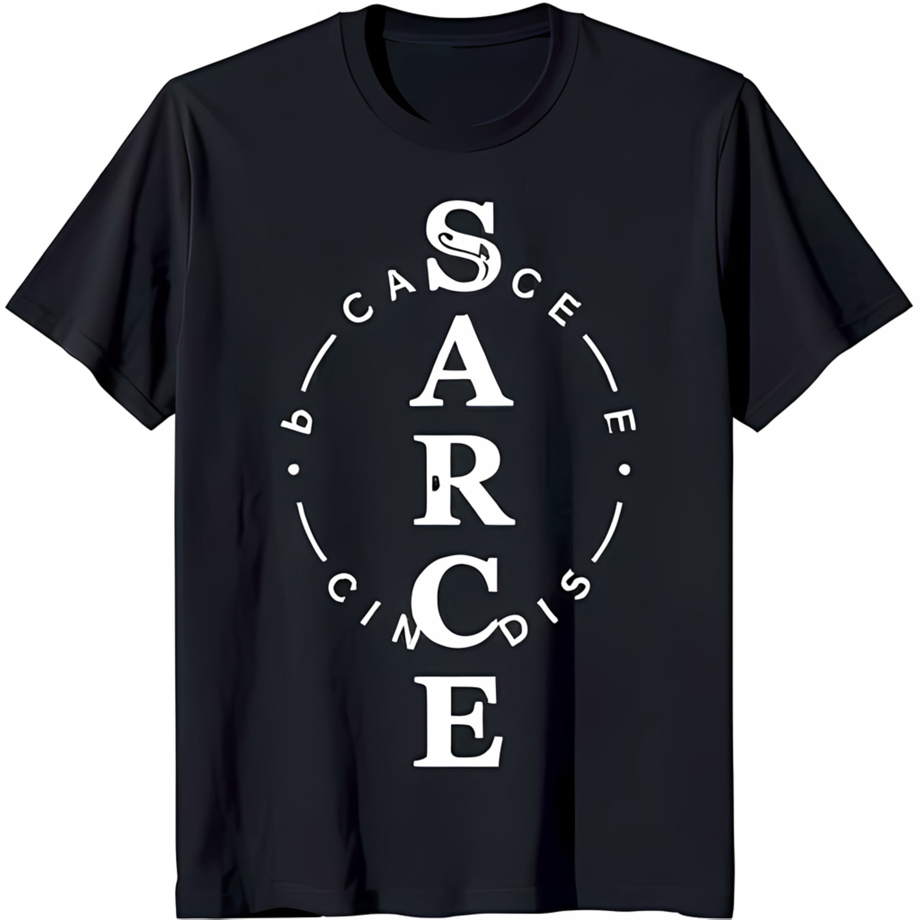 Black T-Shirt with Bold White Circle Design 'SARC' & Circular - Walmart.com