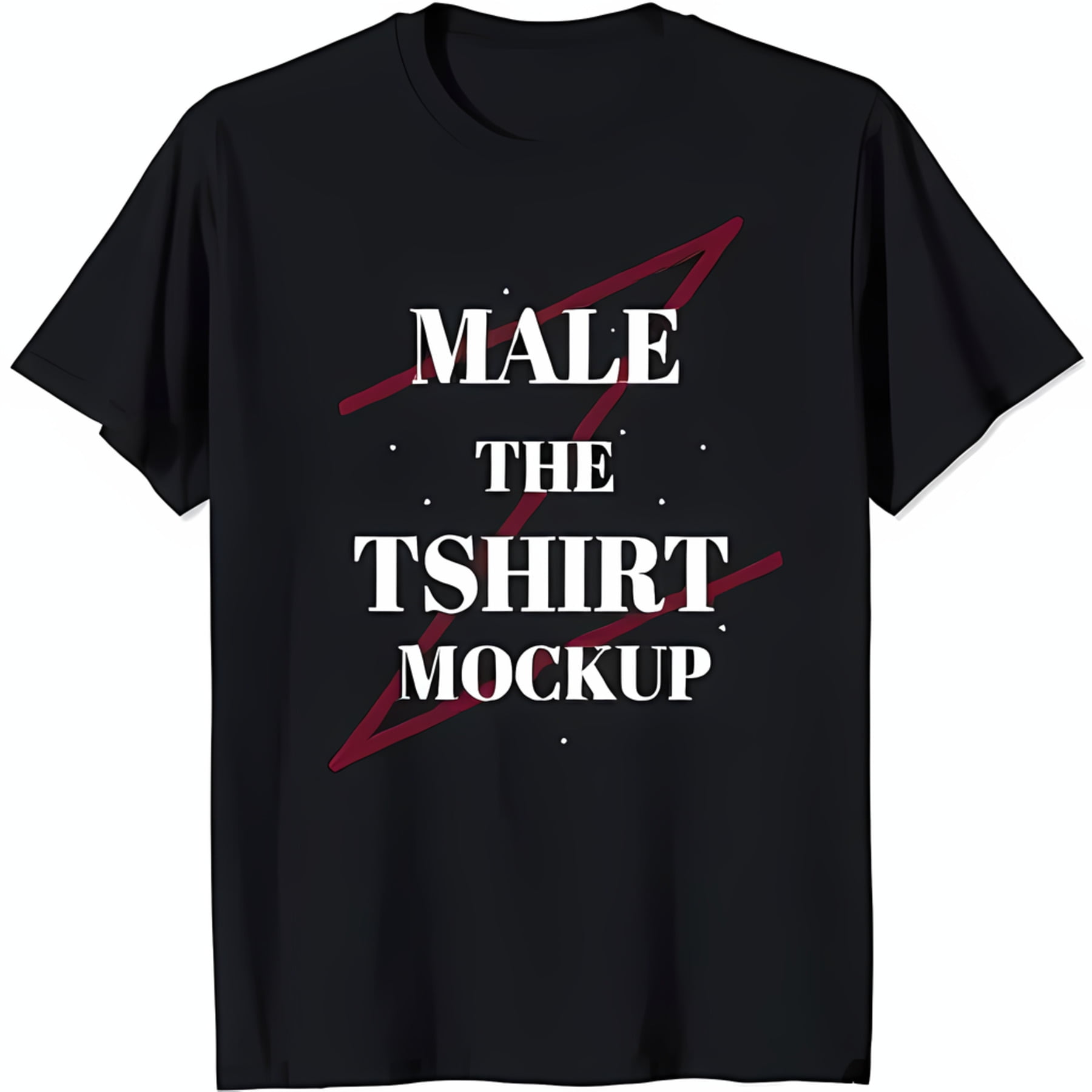 Black T-Shirt with Bold White Graphic Design & Red Diagonal Line 'Male ...