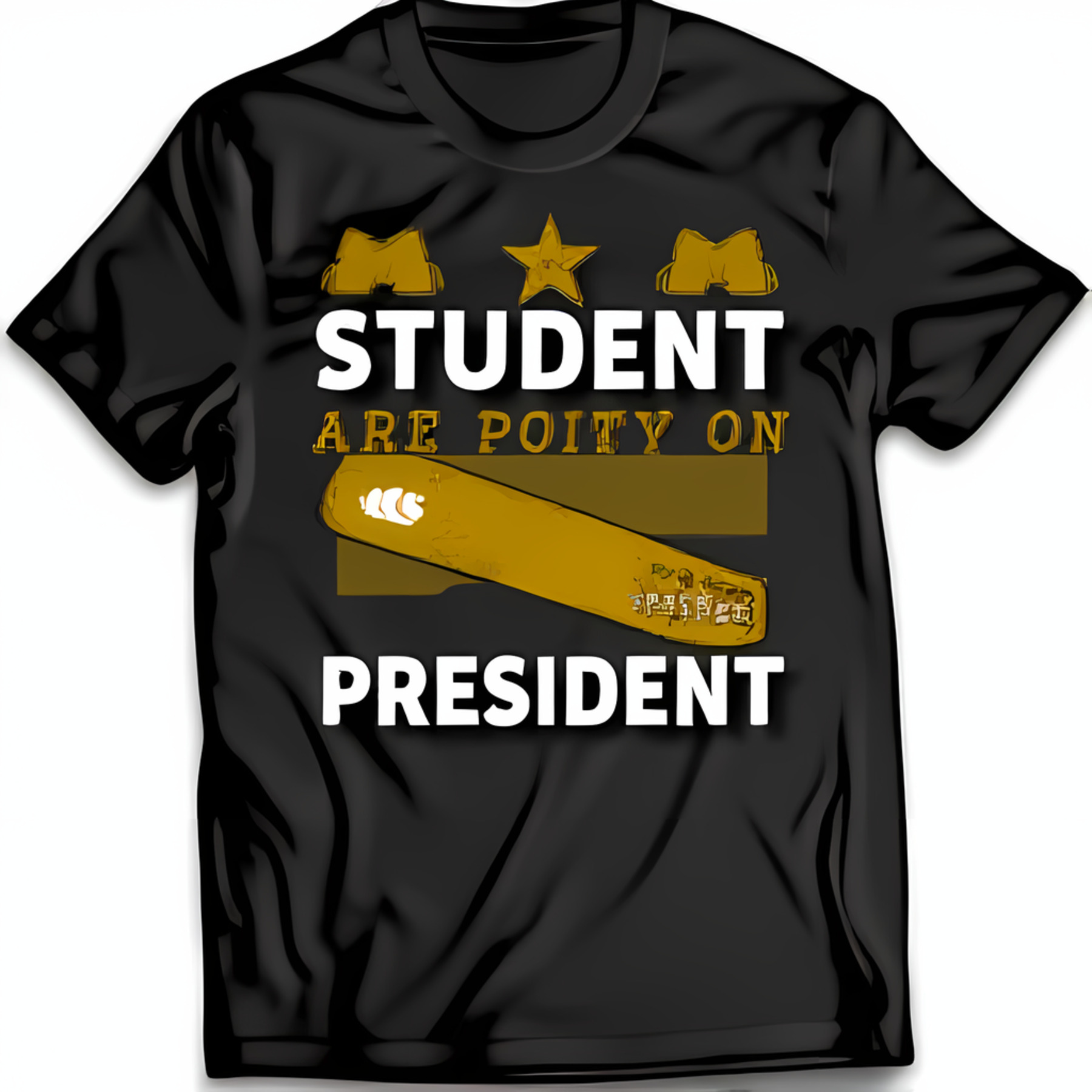 Black T-Shirt with Bold White Graphic: Student Are Poity On Design ...
