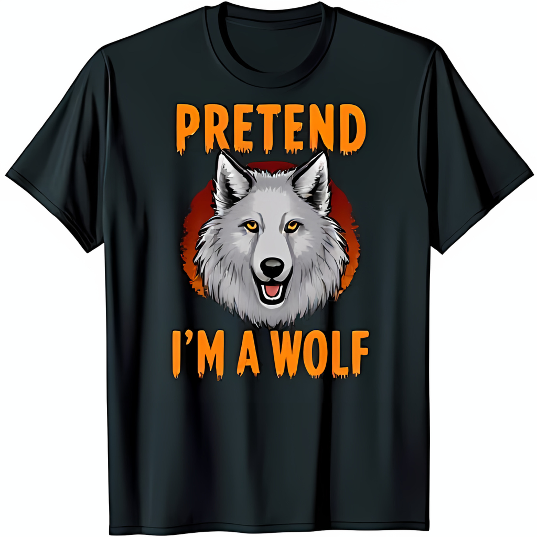 Black T-Shirt with Bold White Head Graphic in Red Sun 'PRETEND I'M A ...