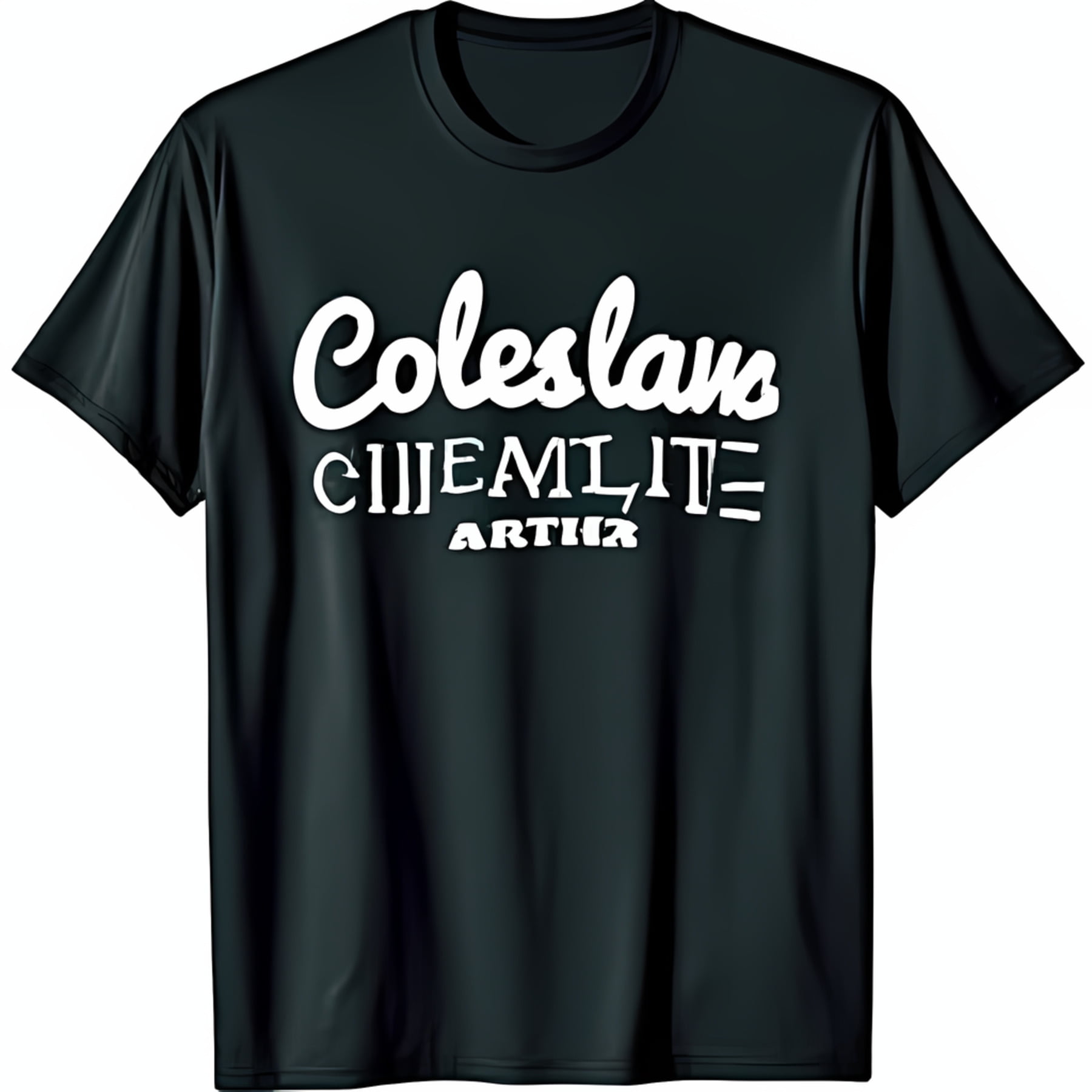 Black T-Shirt with Bold White Text Coleslaws CIIIEML Casual Tee ...