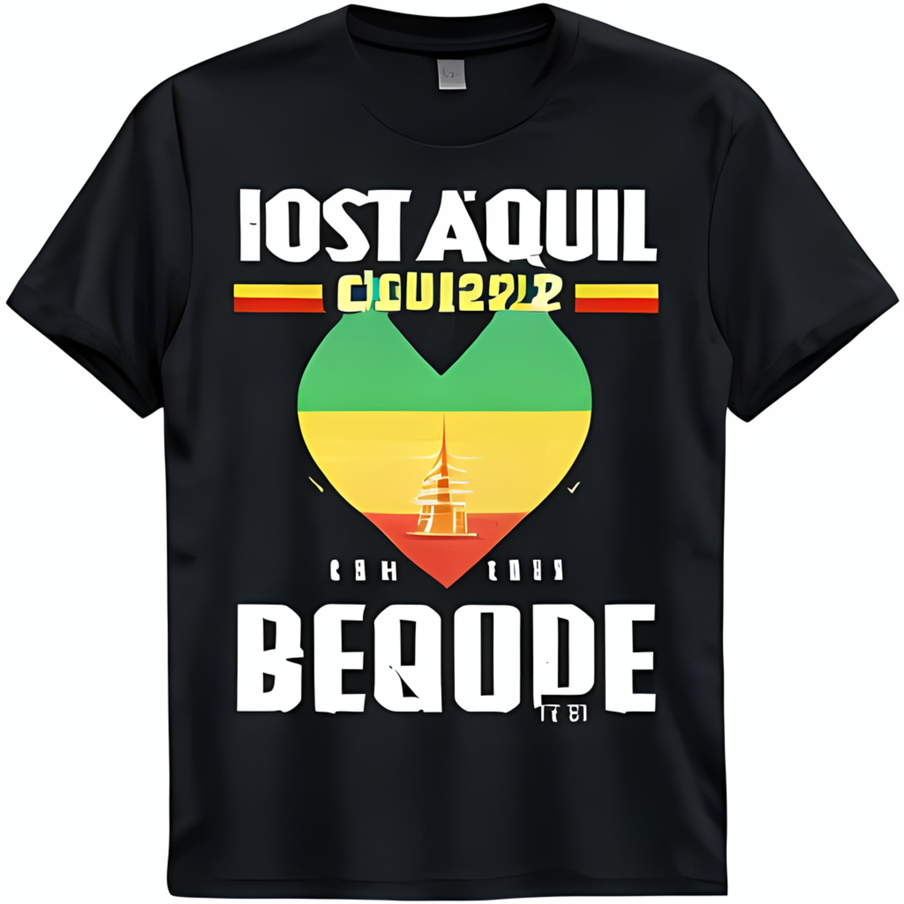 Black T-Shirt with Bold White Text IOST ÀQUIL BEQODE & Heart Design in ...