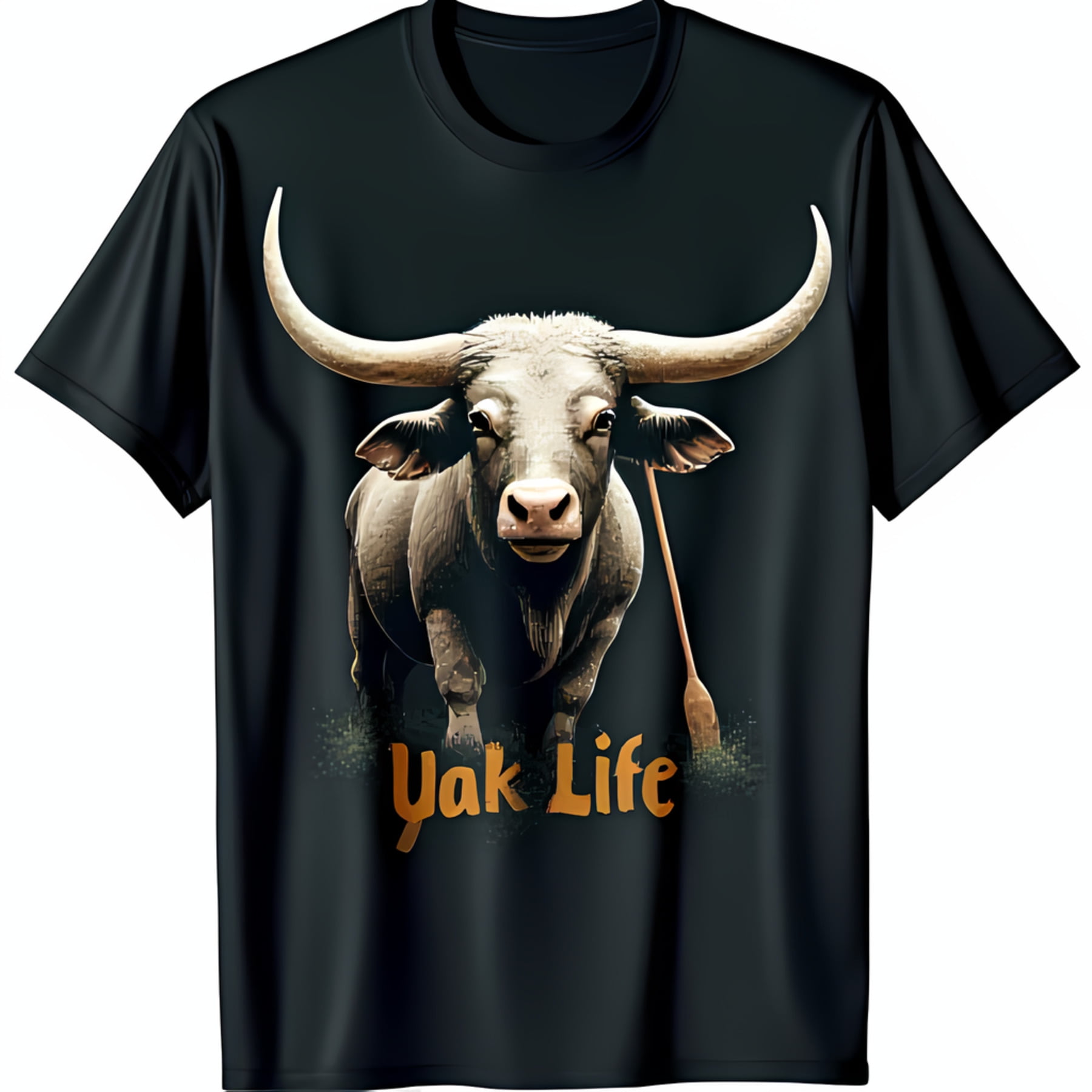Black T-Shirt with Bold Yak Graphic Yak Life Text for Animal Lovers - Walmart.com
