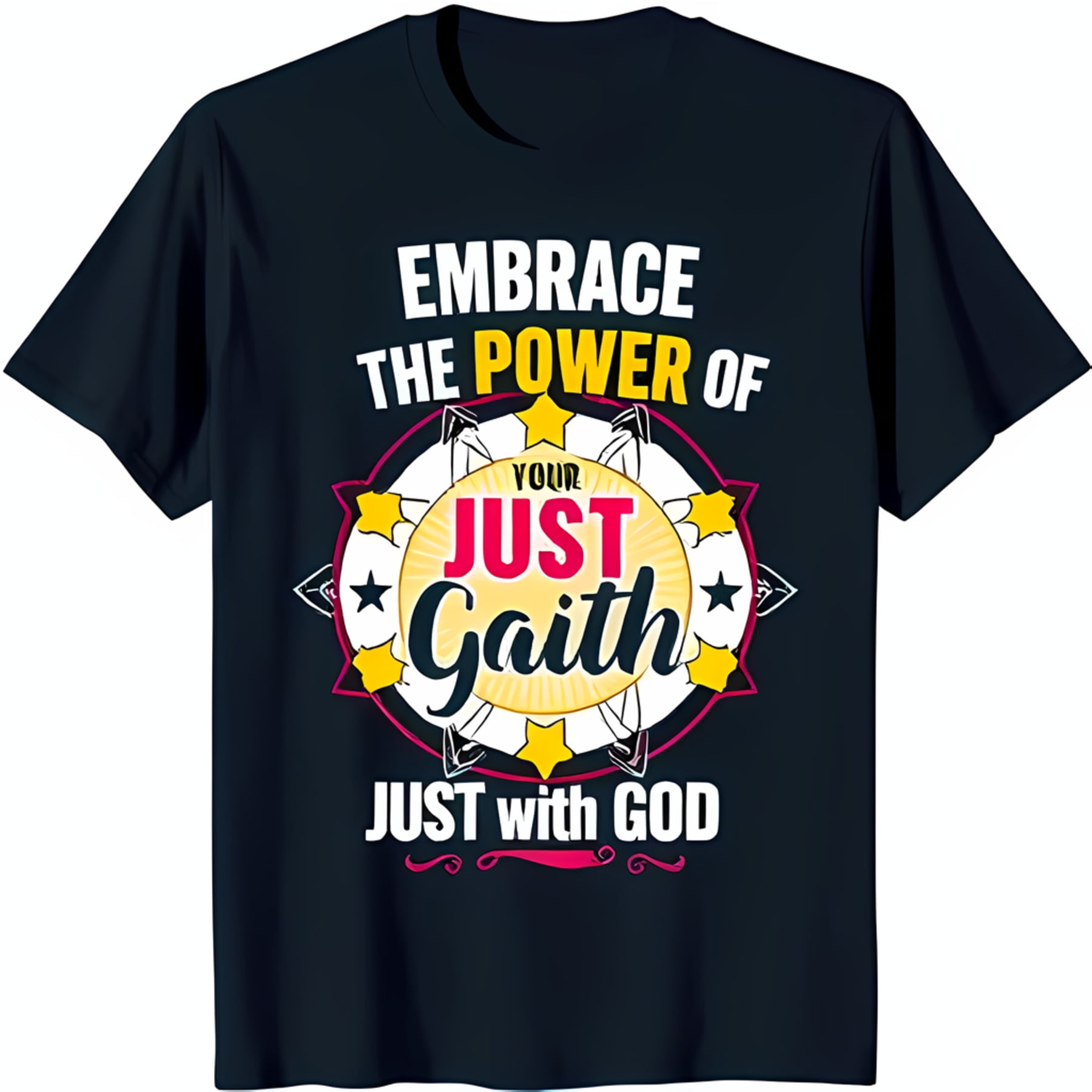 Black T-Shirt with Bold Yellow Circle Graphic: 'Your Just Gaith' Design ...