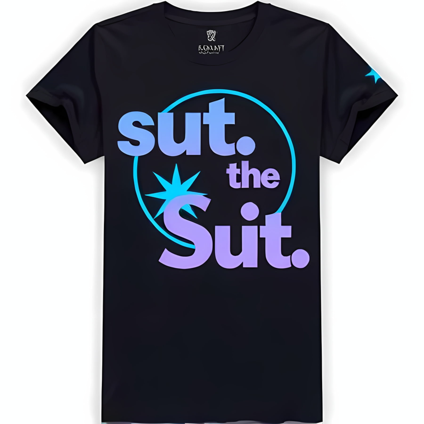 Black T-Shirt with Bold 'sut the Suit ' Design and Center Star Stylish ...