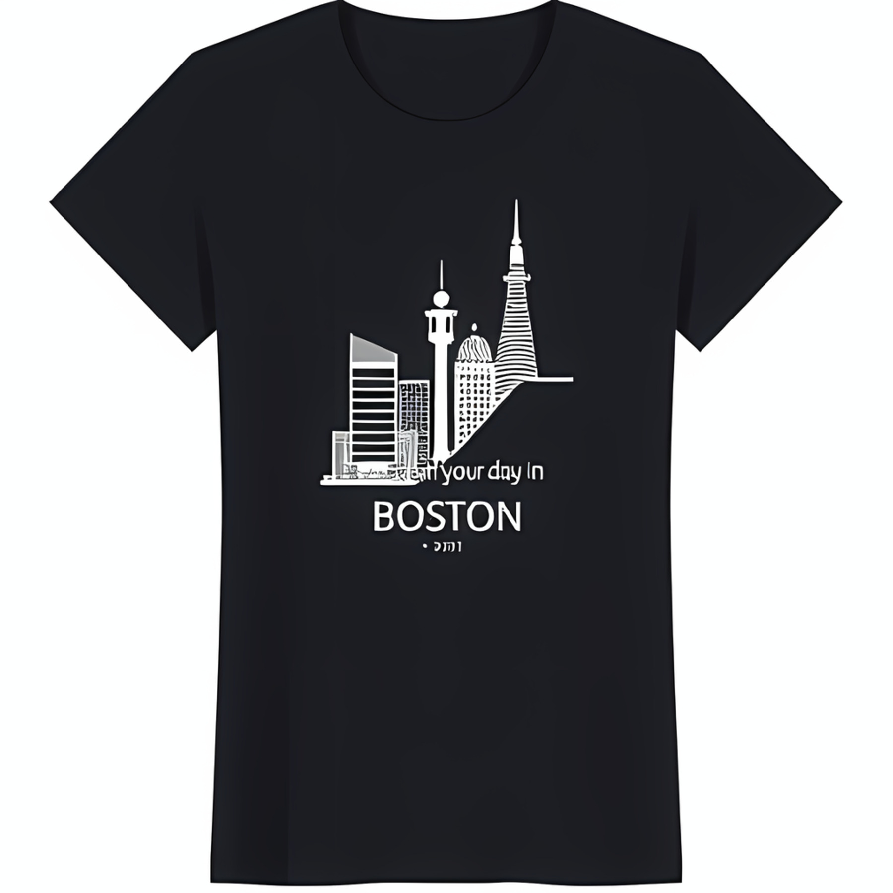 Black T-Shirt with Boston Graphic Tower & Old South Meeting House ...