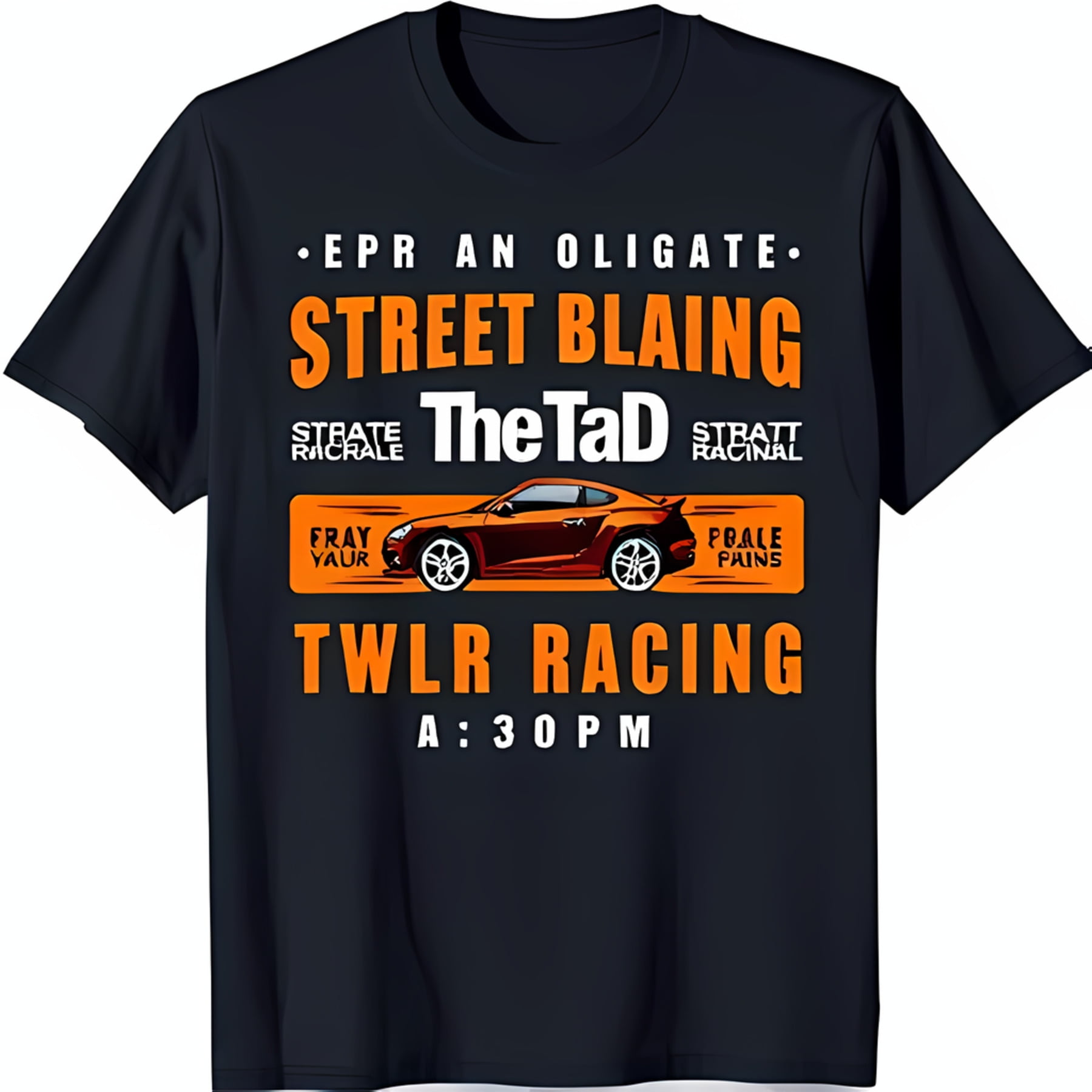 Black T-Shirt with Car Design 'TheTaD' & 'TWLR RACING' Graphics ...
