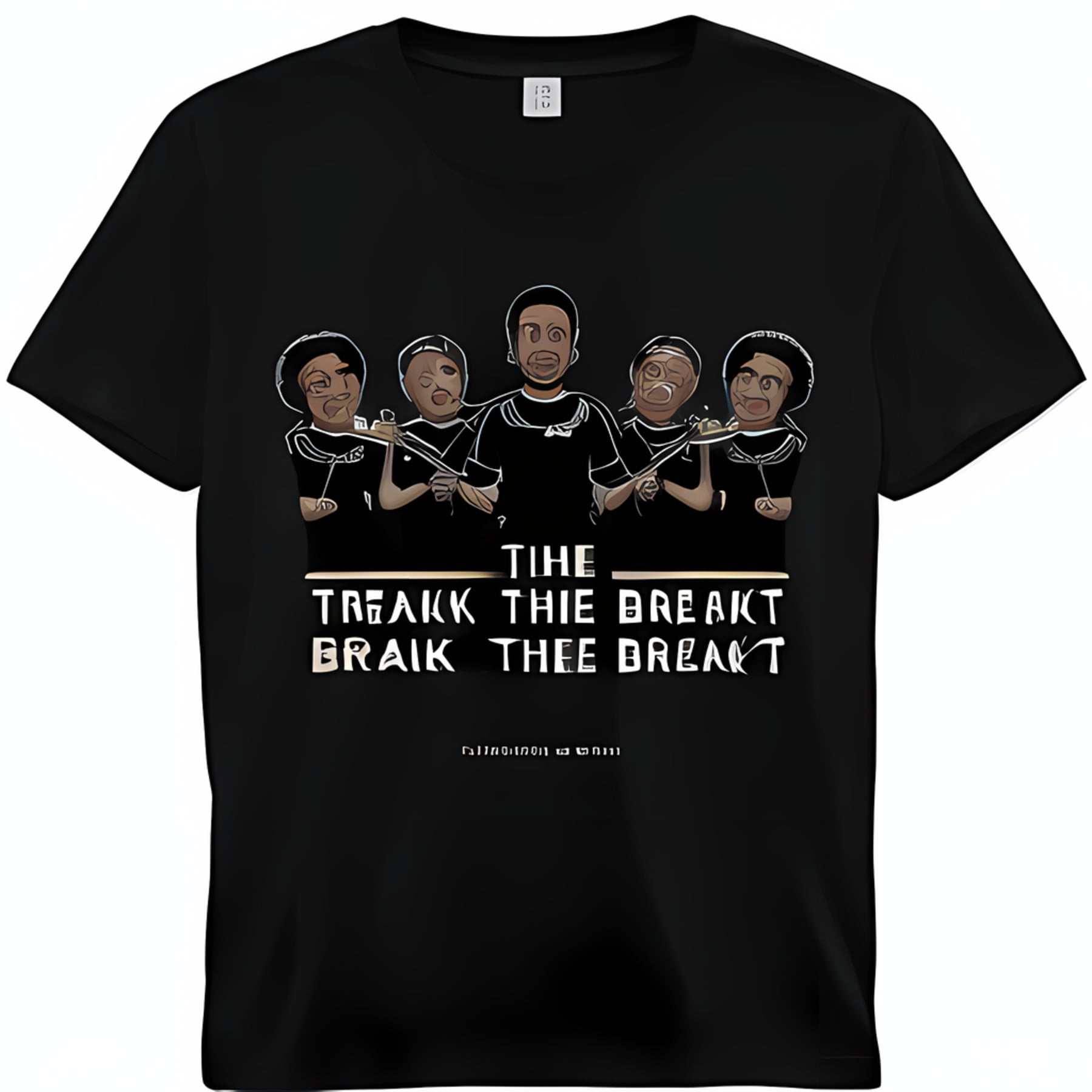 Black T-Shirt with Caricature of Five Men in Holding Featuring 'The The ...