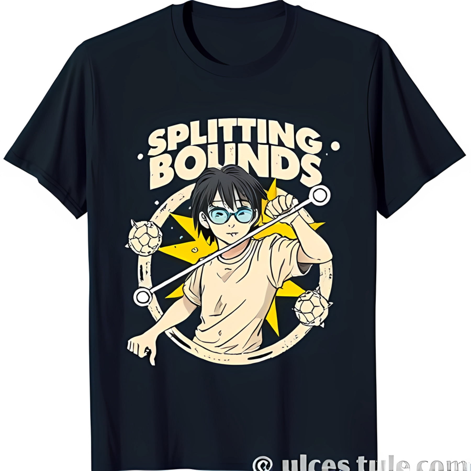 Black T-Shirt with Cartoon Character: Young Man with Blue Eyes Dark ...