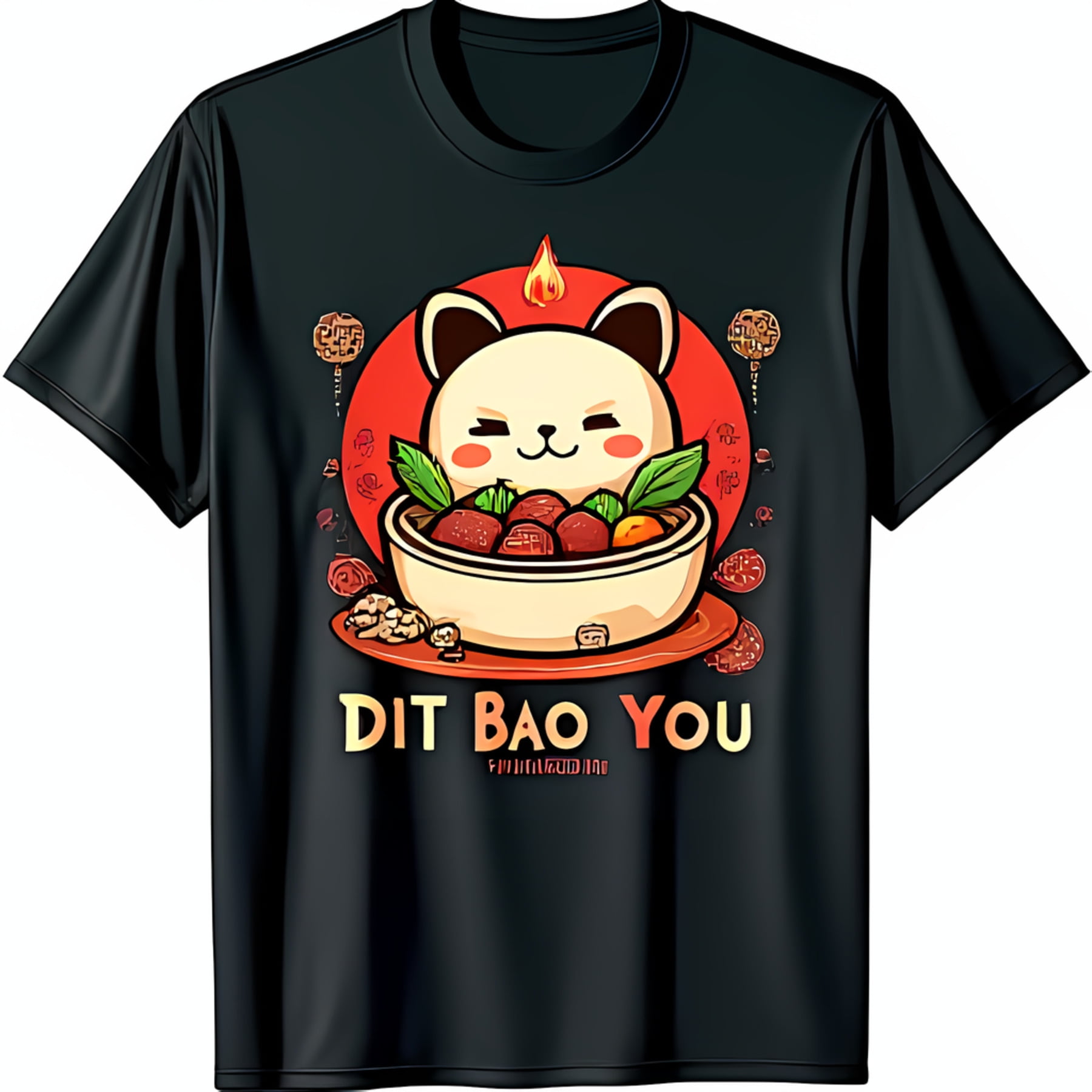 Black T-Shirt with Cartoon Character in Dit You Graphic Red Accents ...