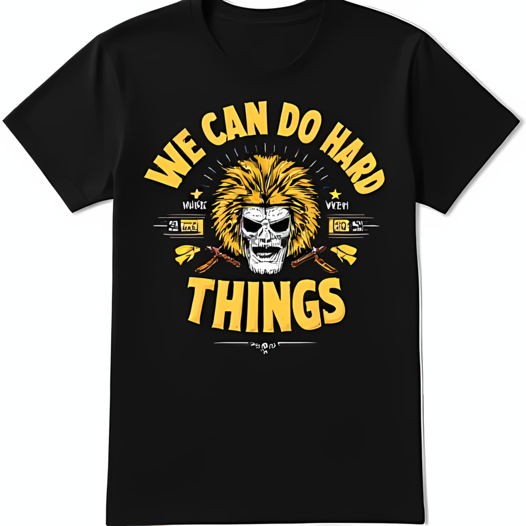 Black T-Shirt with Cartoon & Crossed Axes 'We Can Do Things' Design ...