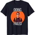 Black T-Shirt with Cartoon Graphic: Person with Glasses & Backpack ...