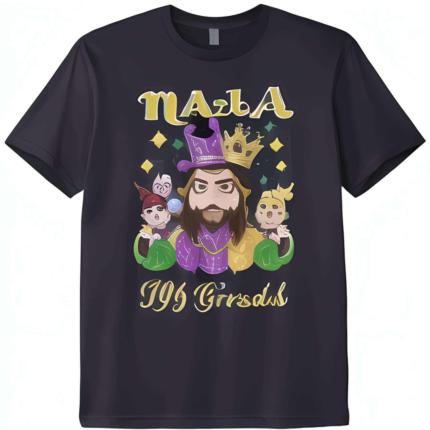Black T-Shirt with Cartoon King Design Bold MABA & 196 Grinsdub ...