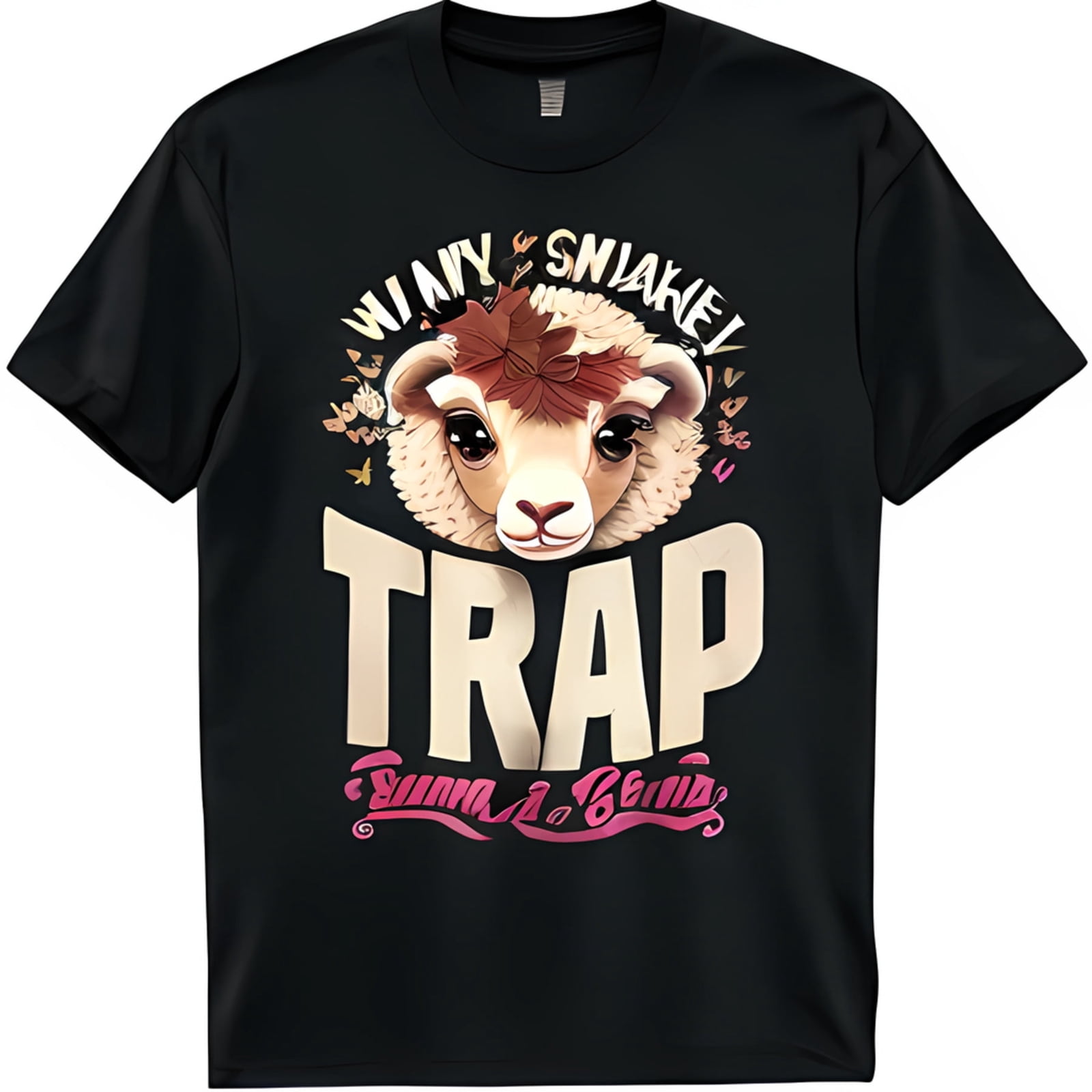 Black T-Shirt with Cartoon Sheep Graphic & Summer is Coming Design ...