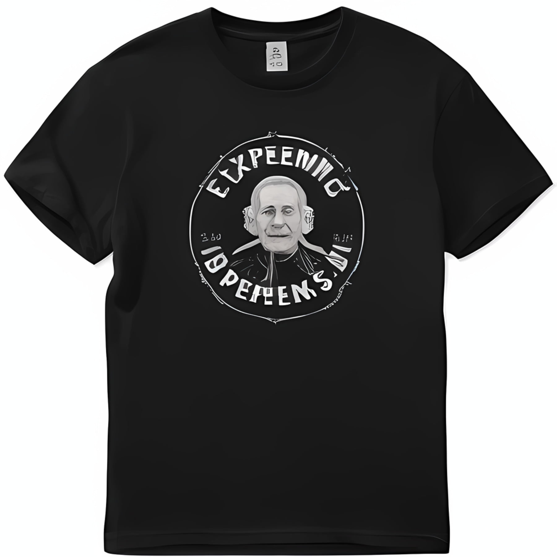 Black T-Shirt with Cartoon Style Logo of PeTeer Pope and PeTee Piper ...