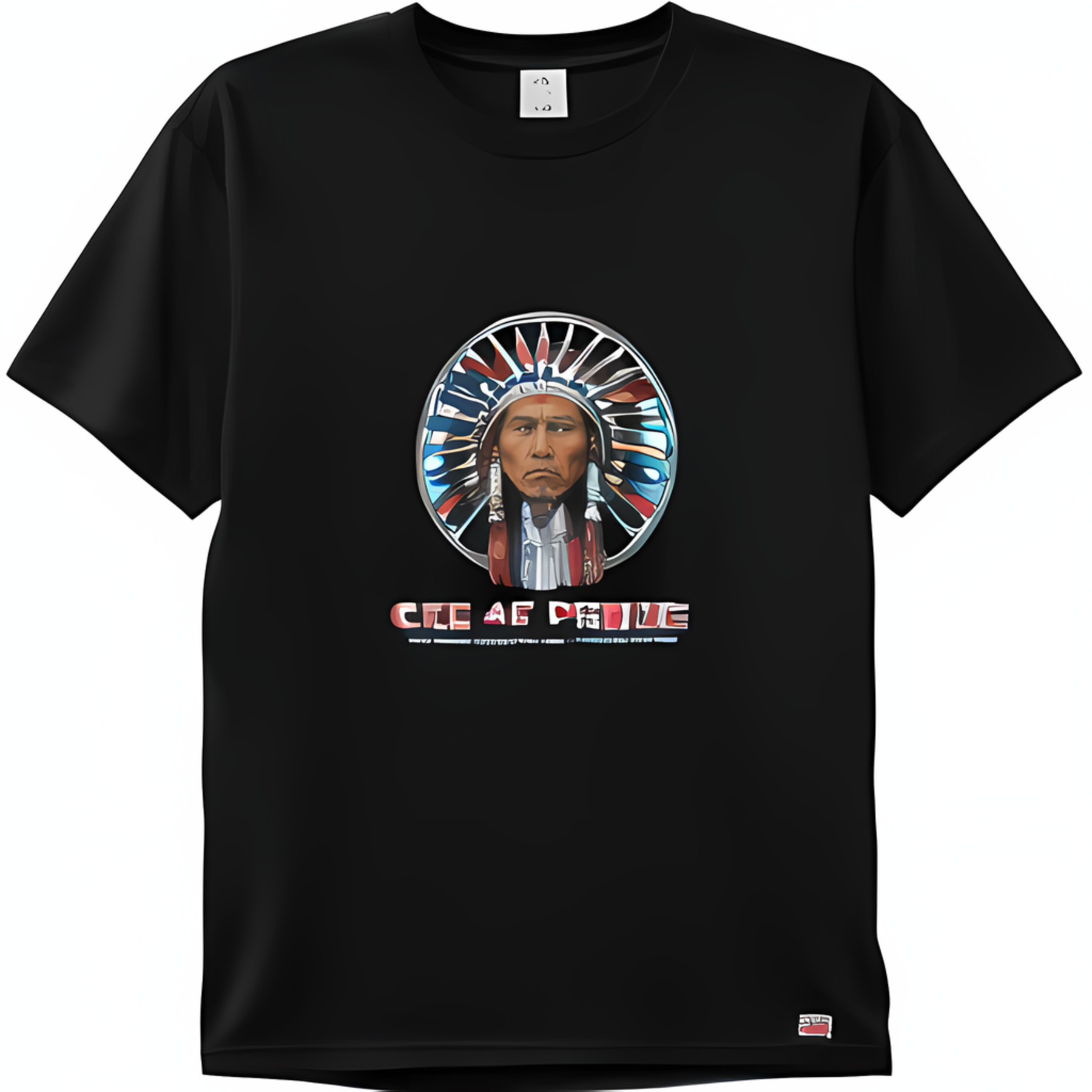Black T-Shirt with 'Cepe as Pride' & Indian Chief Illustration ...
