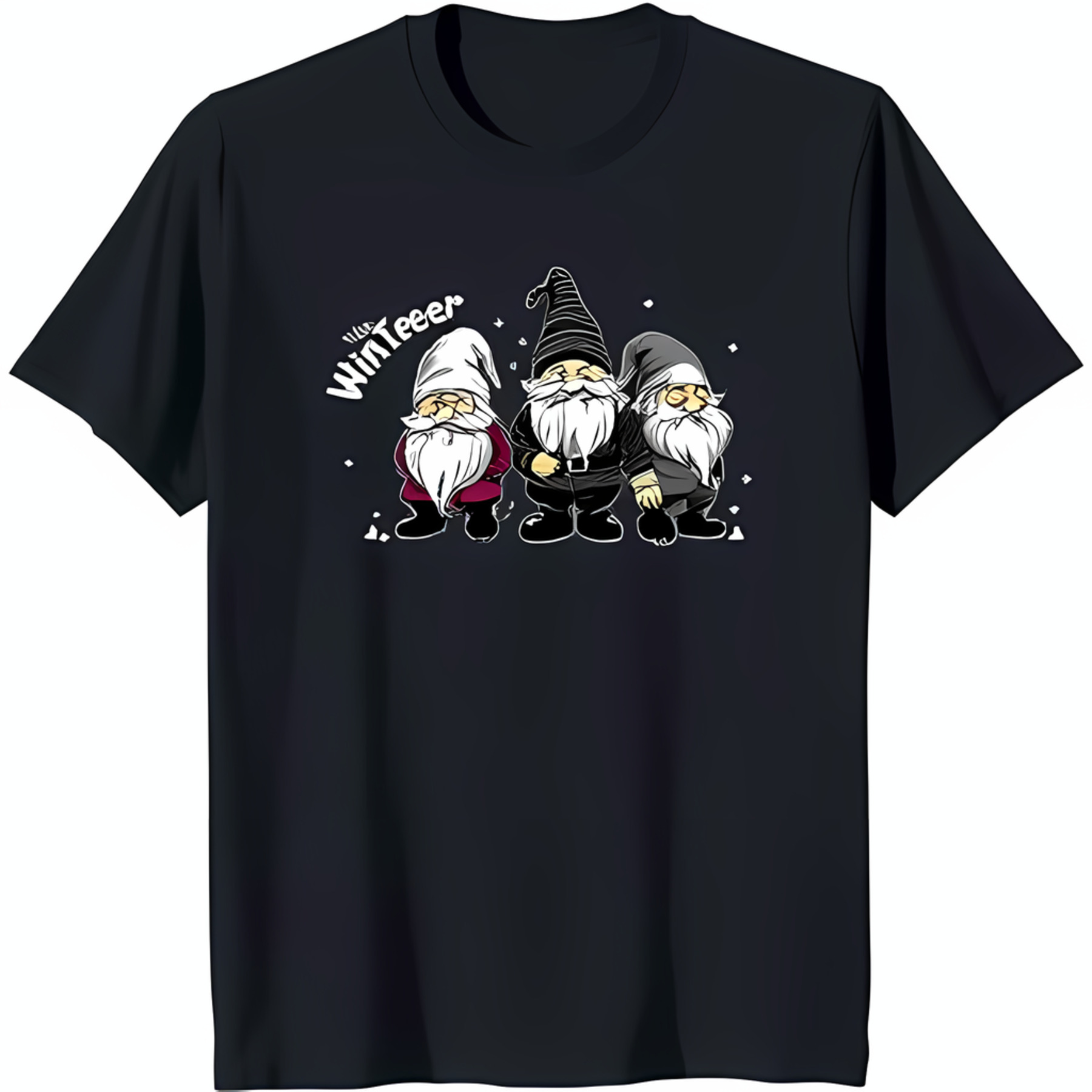 Black T-Shirt with Cheerful Graphic 'The WinTeer' Design - Walmart.com
