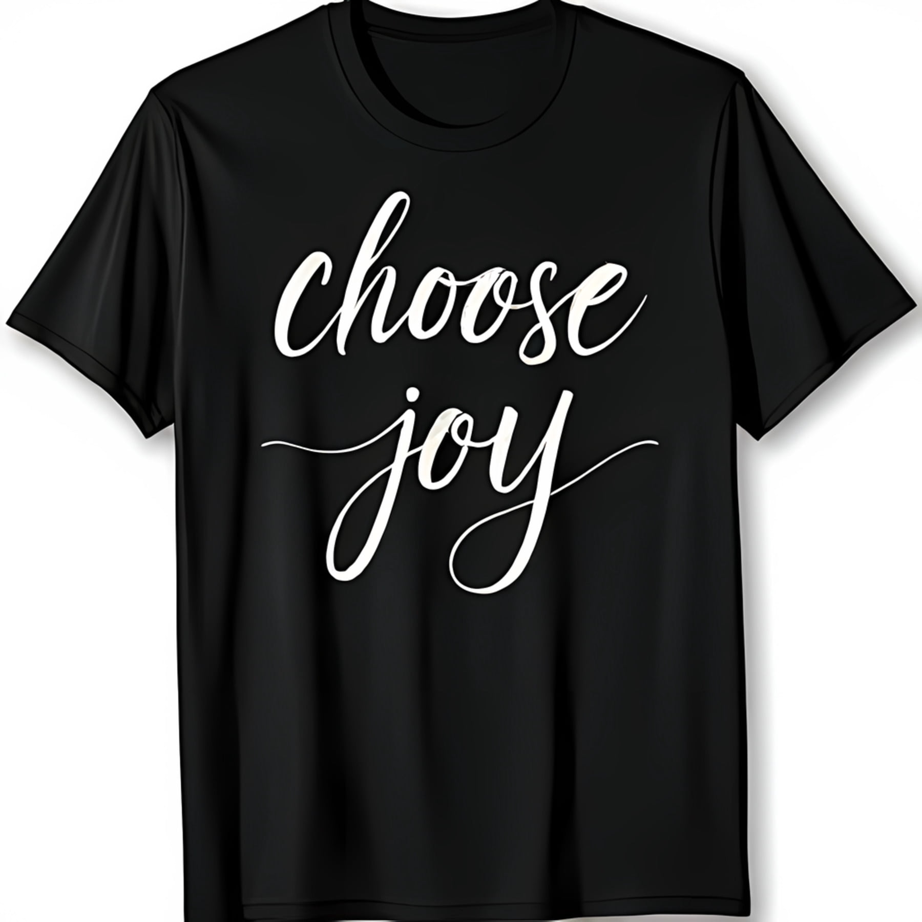 Black T-Shirt with 'Choose Joy' Graphic in Bold Cursive Spread ...