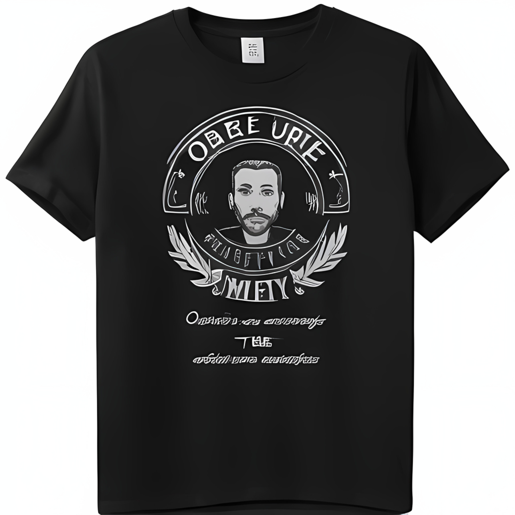 Black T-Shirt with Circular Design Featuring Man s Face OBBE UPLB ...