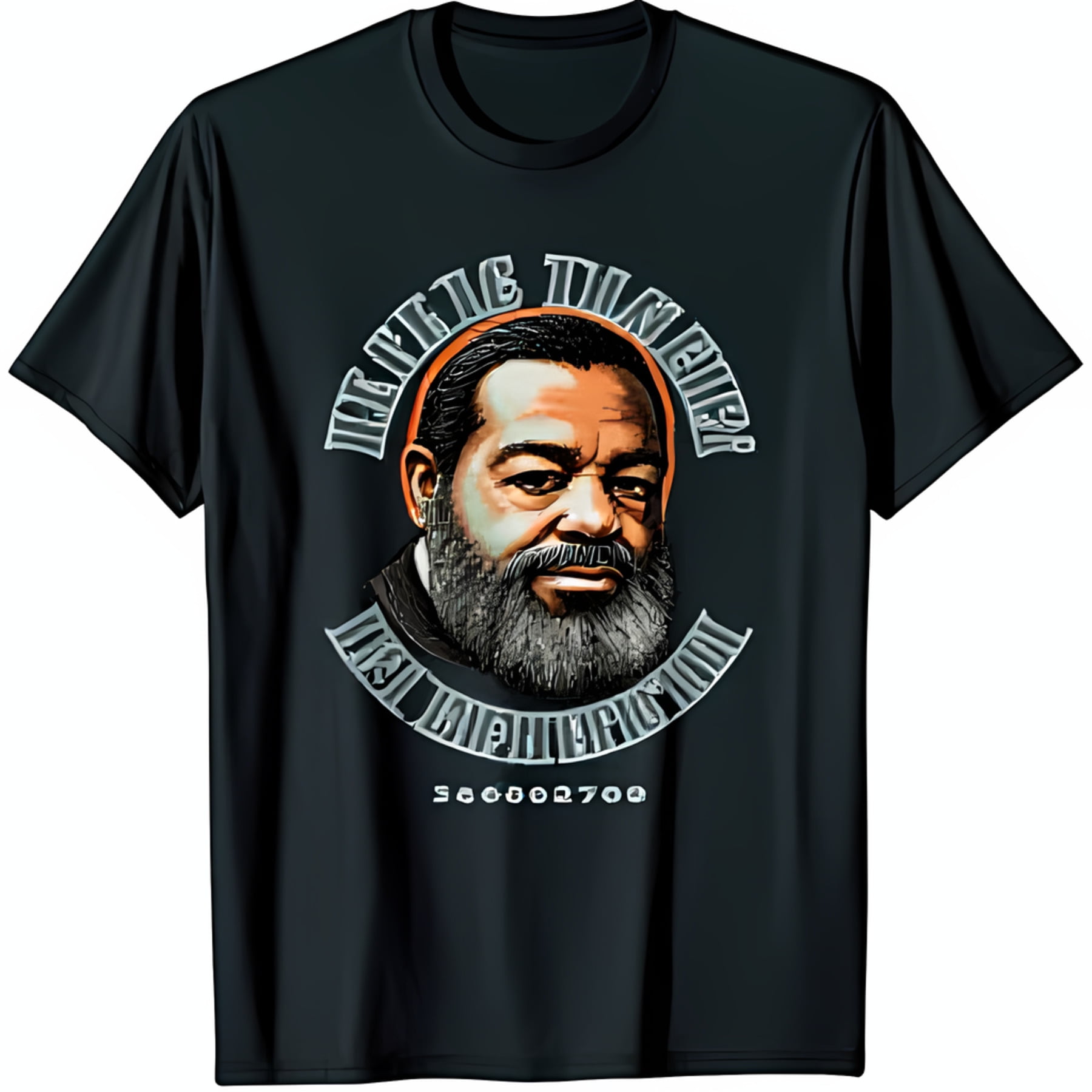 Black T-Shirt with Circular Design of Bearded Man 'Little Timmy ...