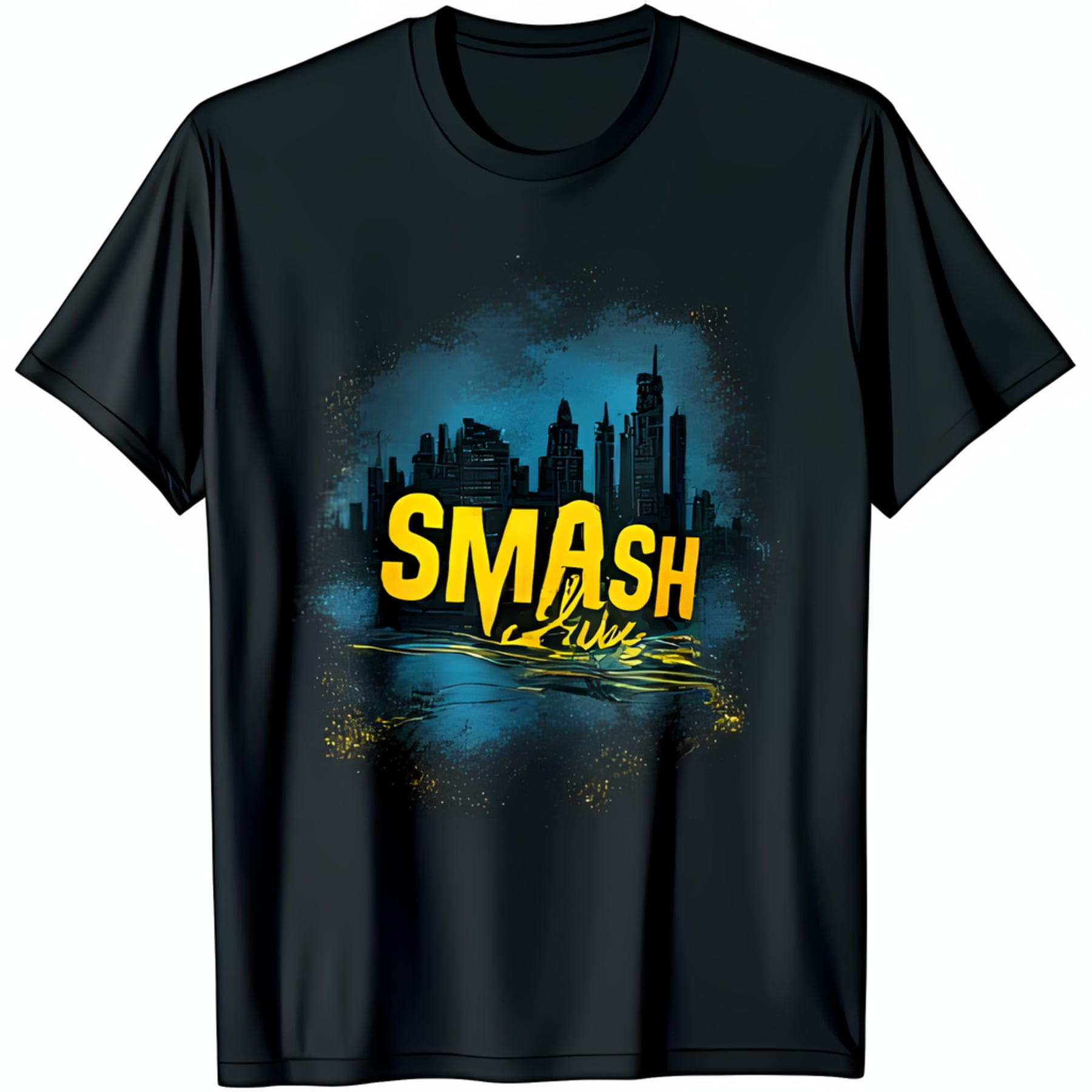 Black T-Shirt with City & SMASH Graphic Design - Walmart.com
