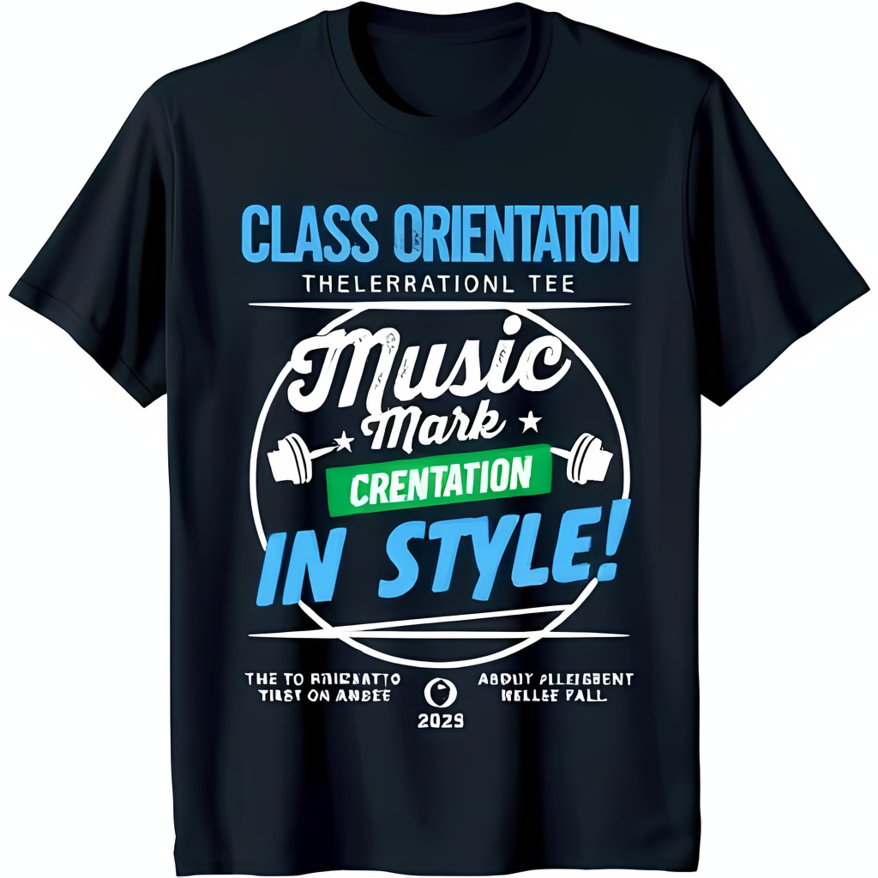 Black T-Shirt with 'Class Orientation Thelerrational Tee' & Barbell ...