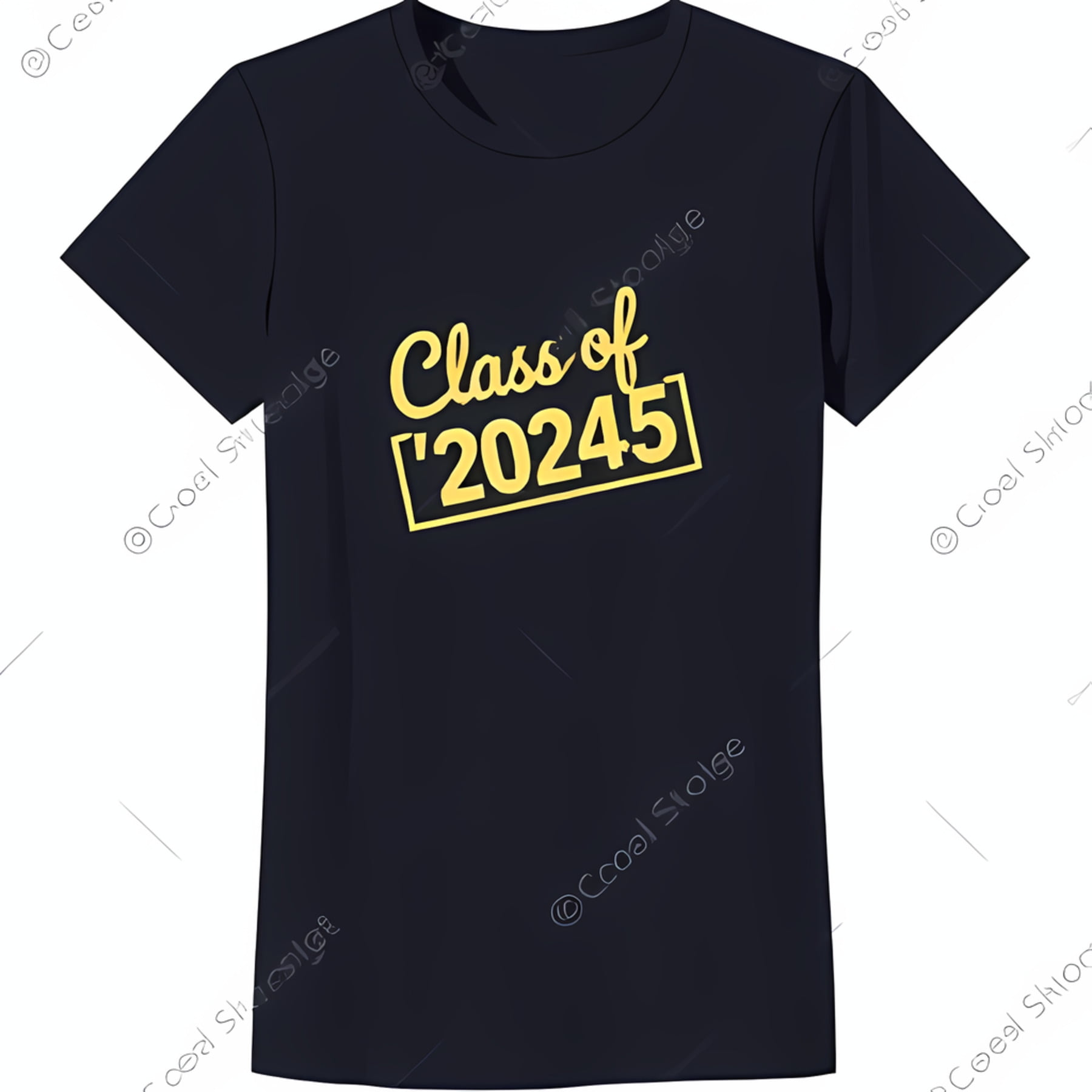 Black T-Shirt with 'Class of' in Yellow and '2045' in Yellow Box ...