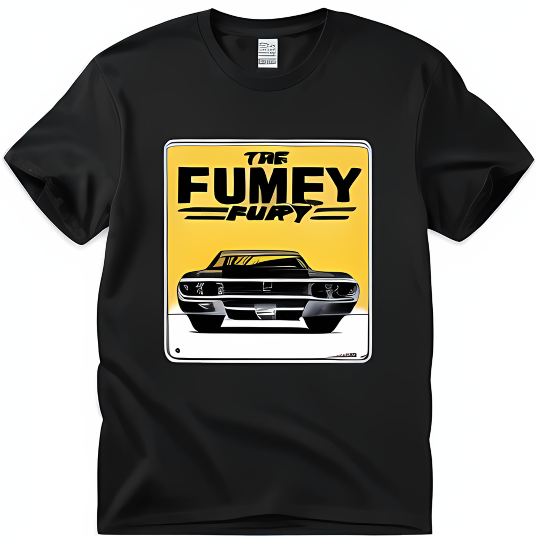 Black T-Shirt with Classic Muscle Car Graphic The Fumey Fury Design ...