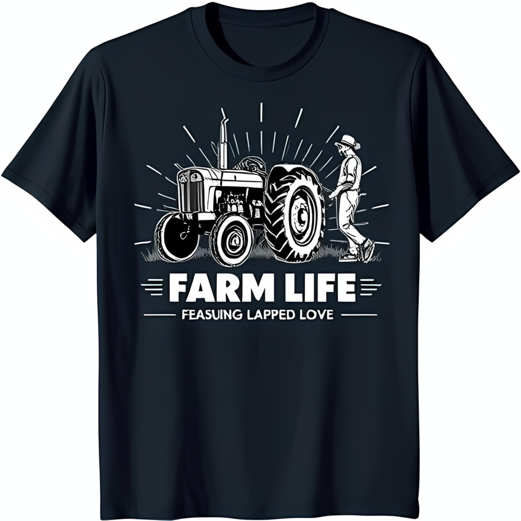 Black T-Shirt with Classic Tractor and Sunrise Design 'Feasting Lapped ...