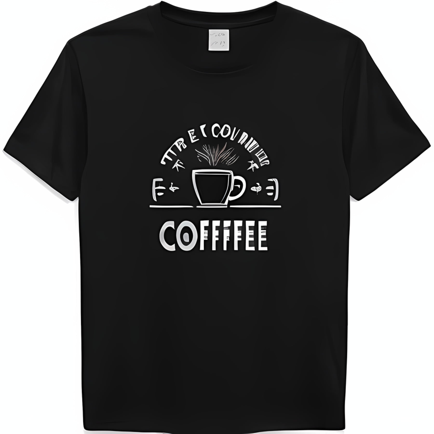 Black T-Shirt with 'Coffee' and 'C Code' WhiteText Unique Design for ...
