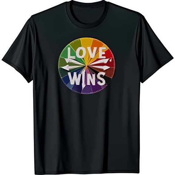 Black T-Shirt with Color Wheel & LOVE WINS Design Equality - Walmart.com