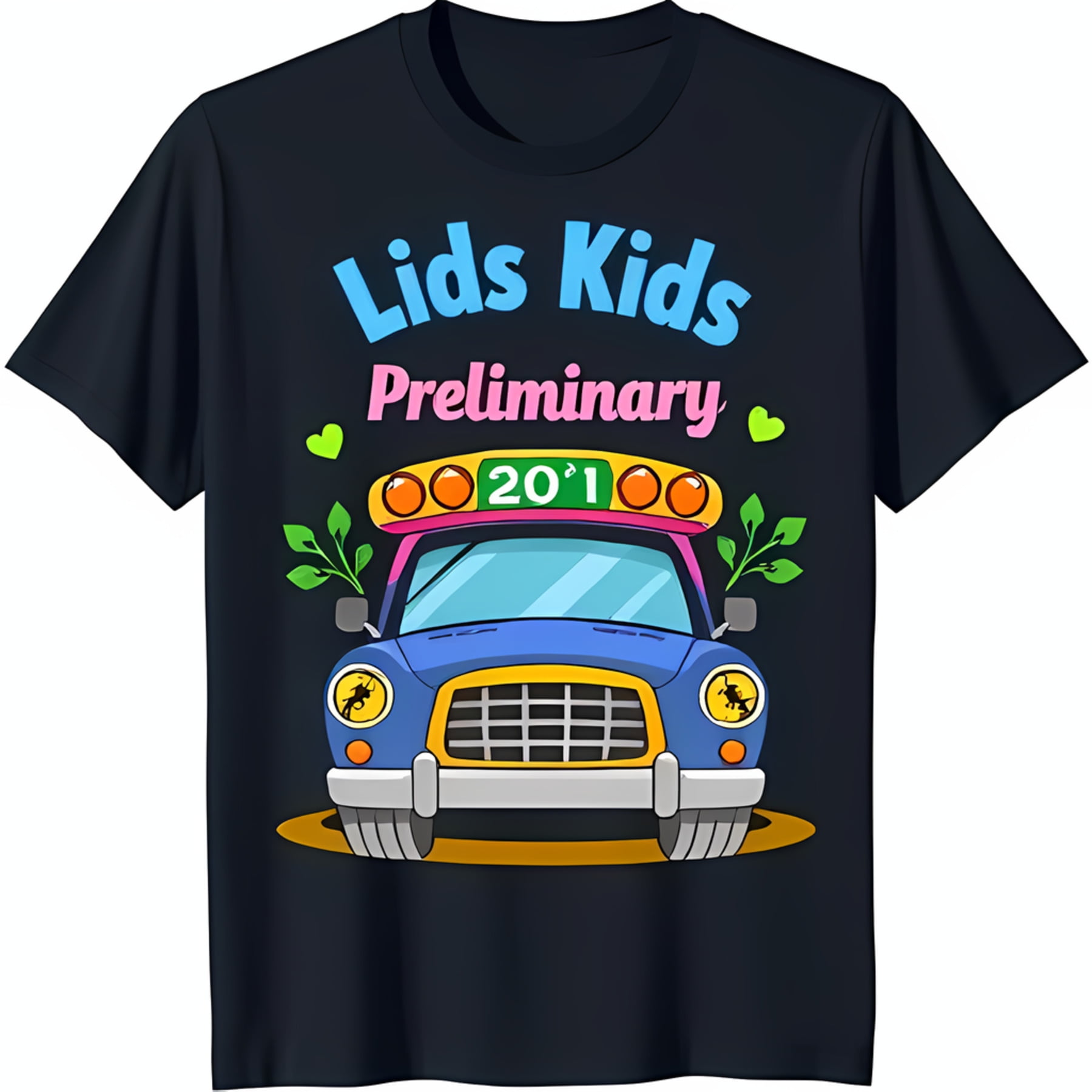 Black T-Shirt with Colorful Cartoon School Bus & Fun 'Lids Preliminary ...
