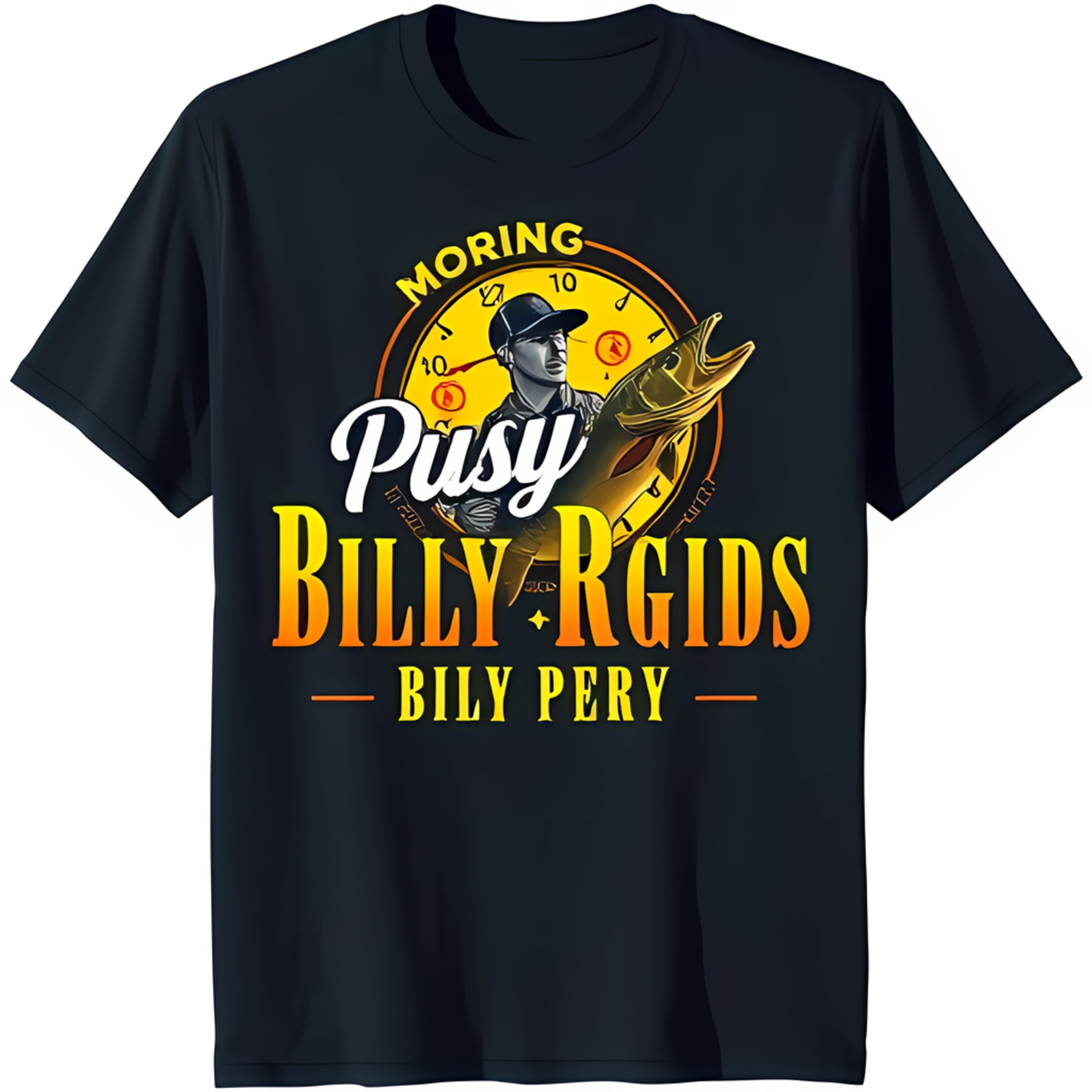 Black T-Shirt with Colorful Fish and Lure Graphic 'Moring Rigids' by ...