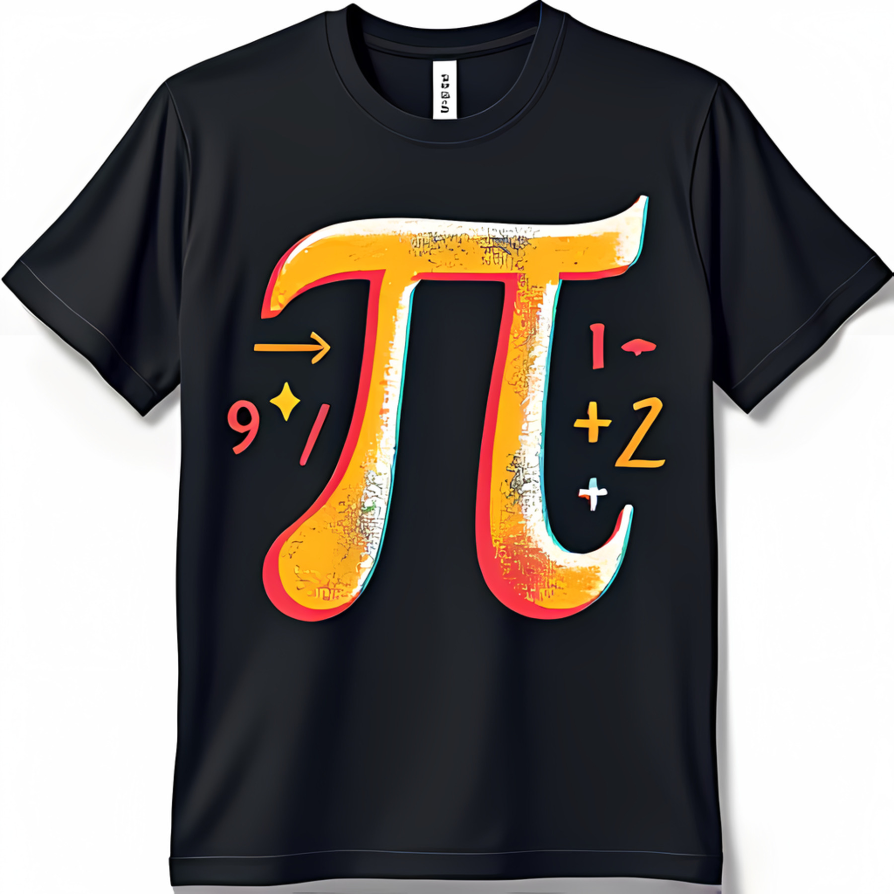Black T-Shirt with Colorful Pi Symbol & Playful Math Designs - Walmart.com