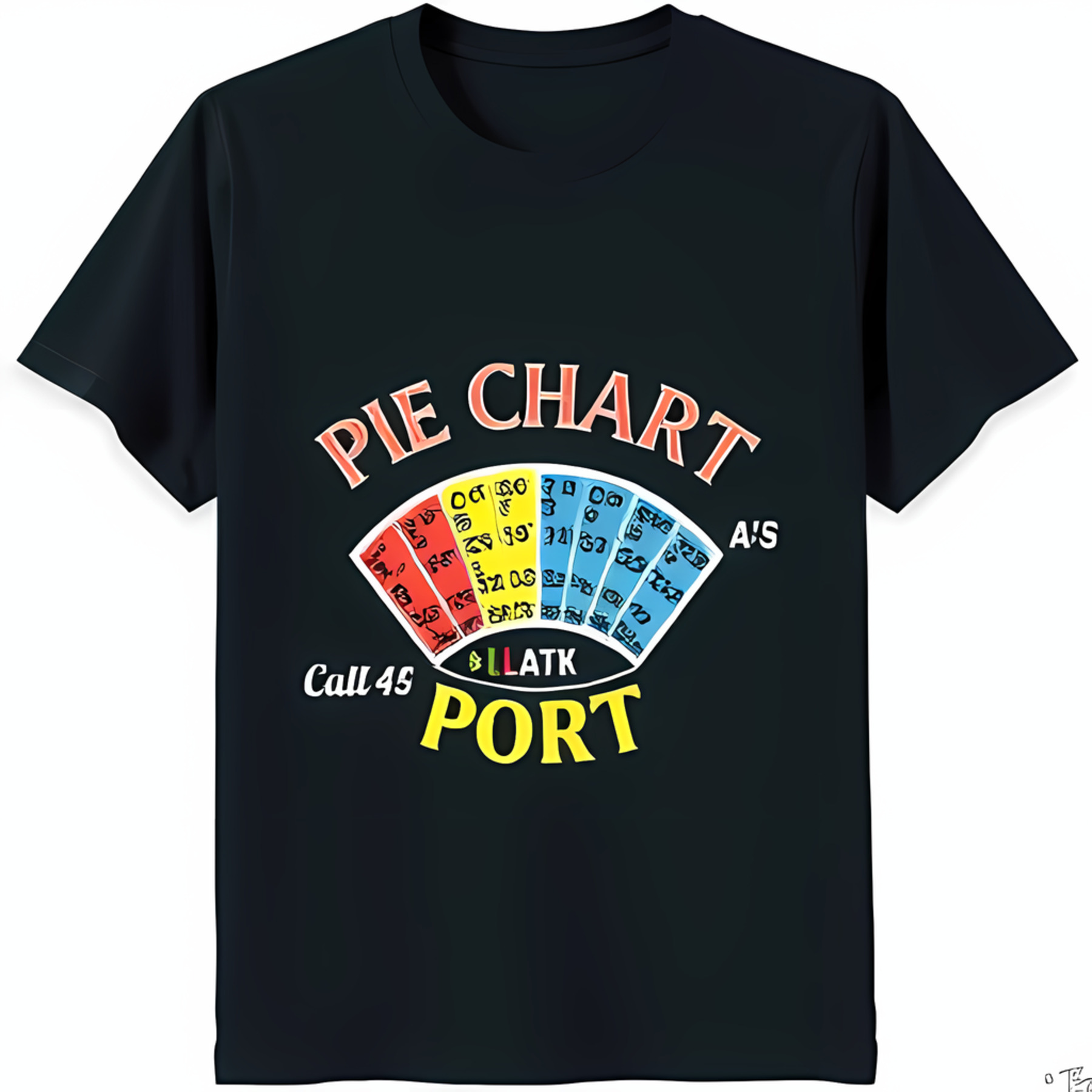 Black T-Shirt with Colorful Pie Chart Graphic 'PIE CHART' Design Call ...