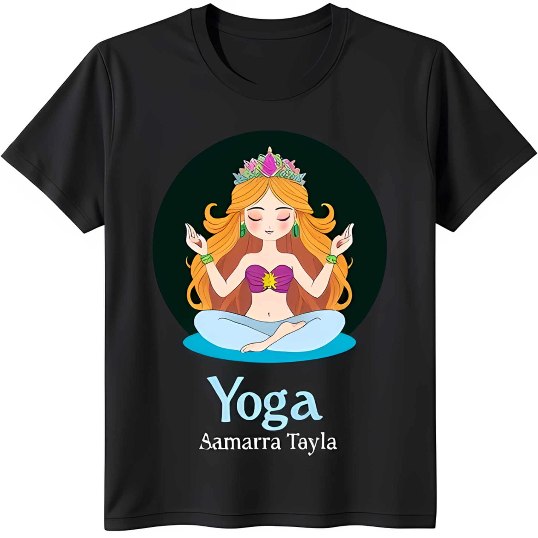Black T-Shirt with Colorful Yoga Graphic Samarra Tayla Design - Walmart.com