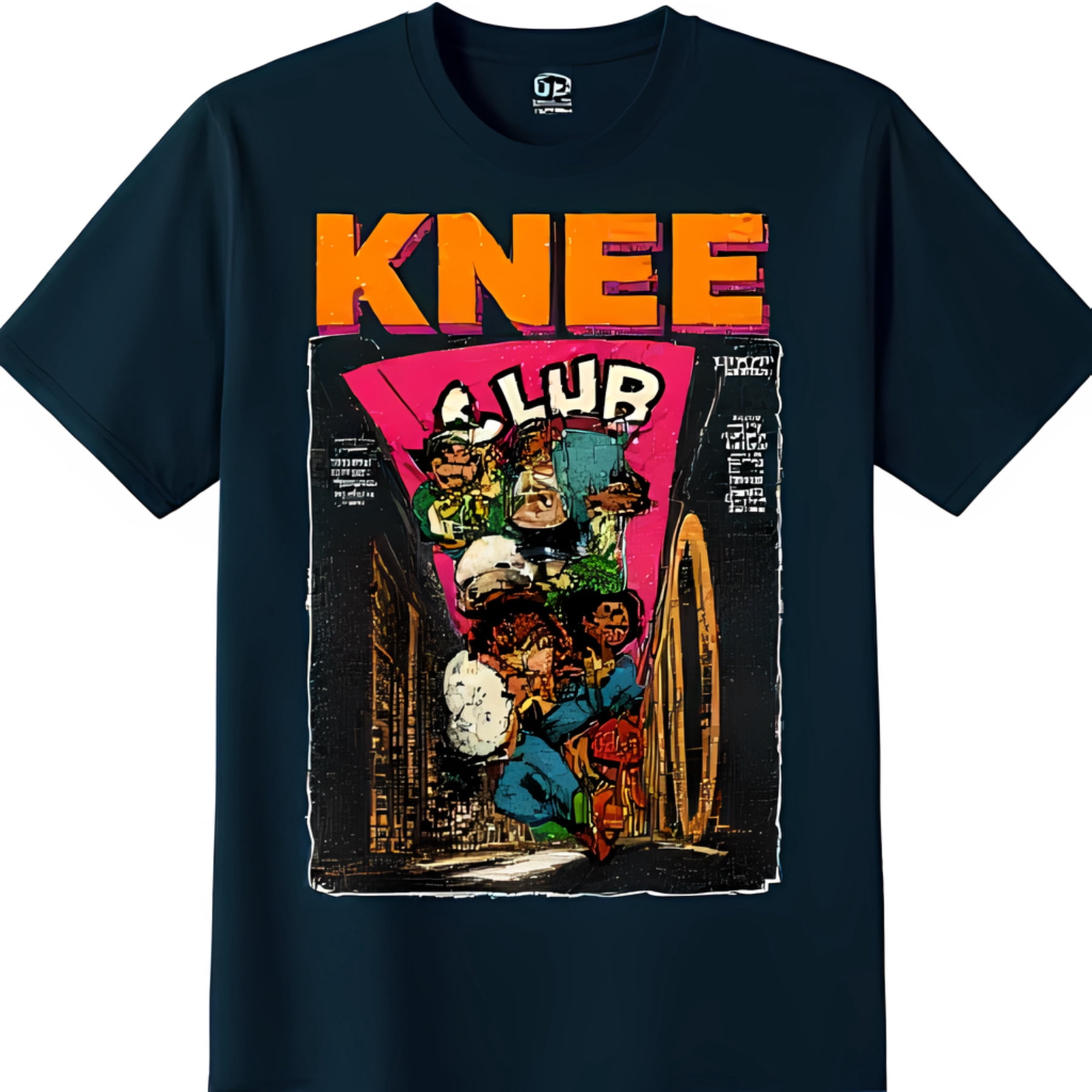 Black T-Shirt with Comic Book Cover Graphic: KNEE in & CLUB in Pink ...