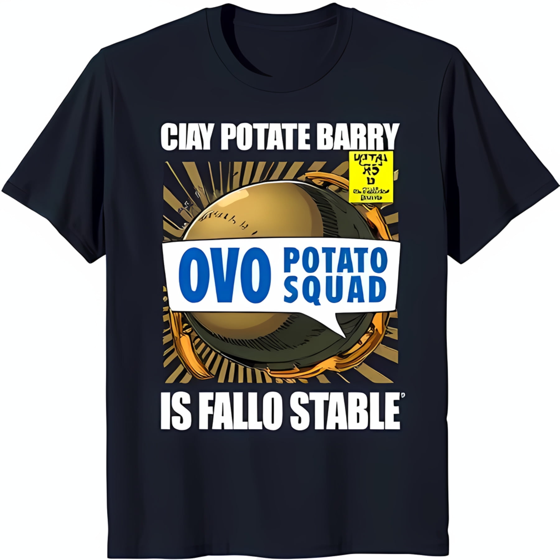 Black T-Shirt with Comic Book Golden Sphere Graphic & 'OVO SQUAD' Text ...