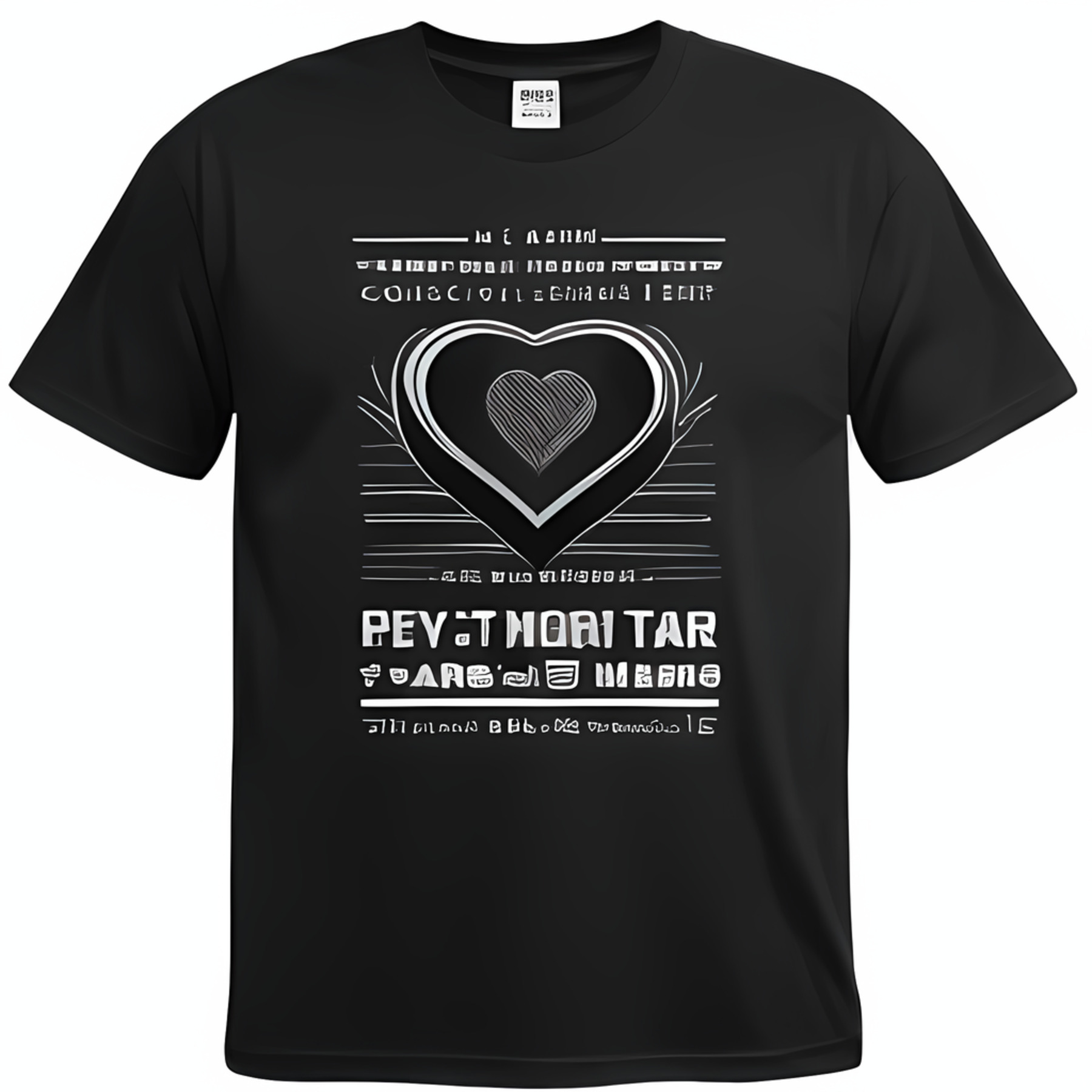 Black T-Shirt with Concert Orchestra Art Design and Heart Graphic ...