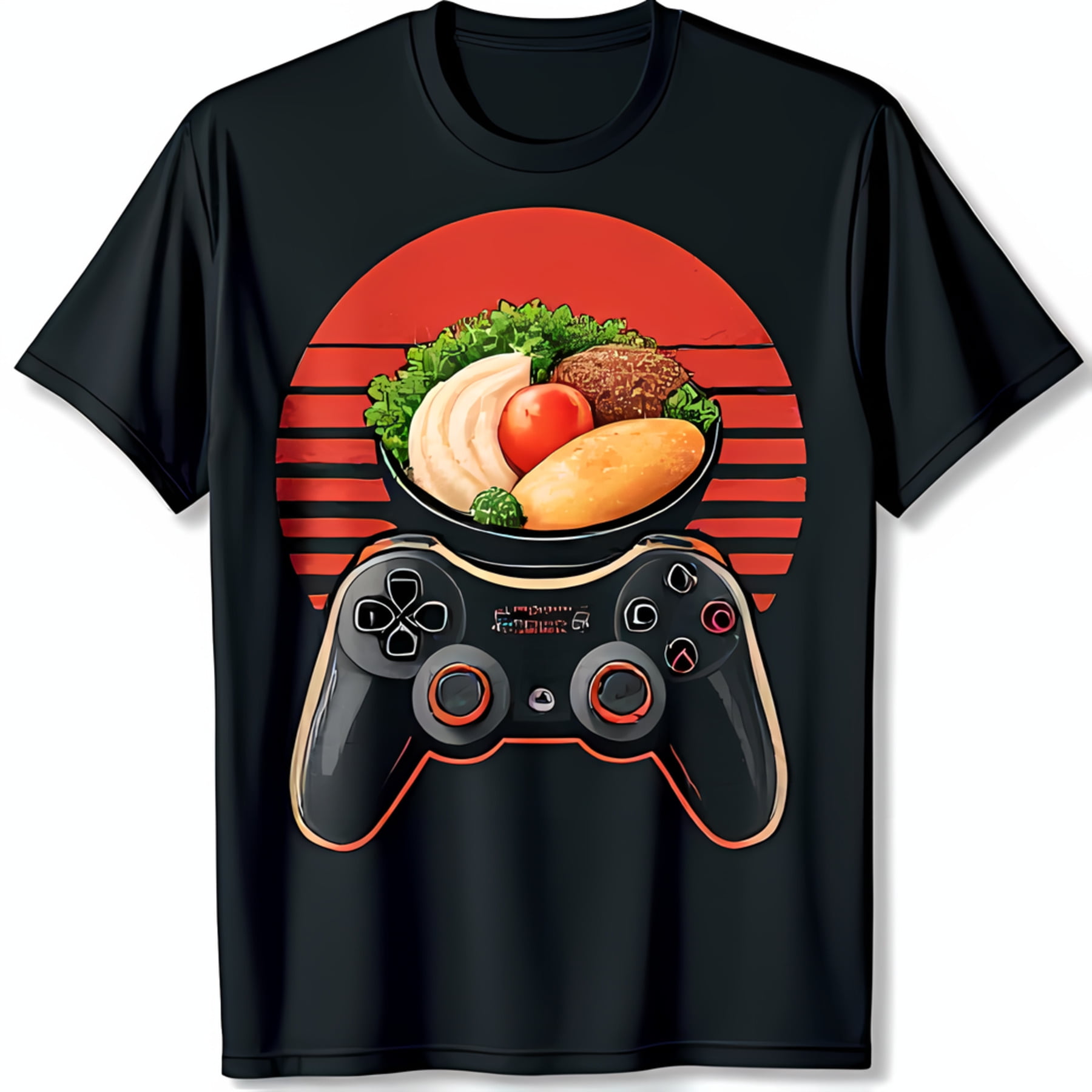 Black T-Shirt with Controller Graphic & of Hummus Falafel Bread Unique ...