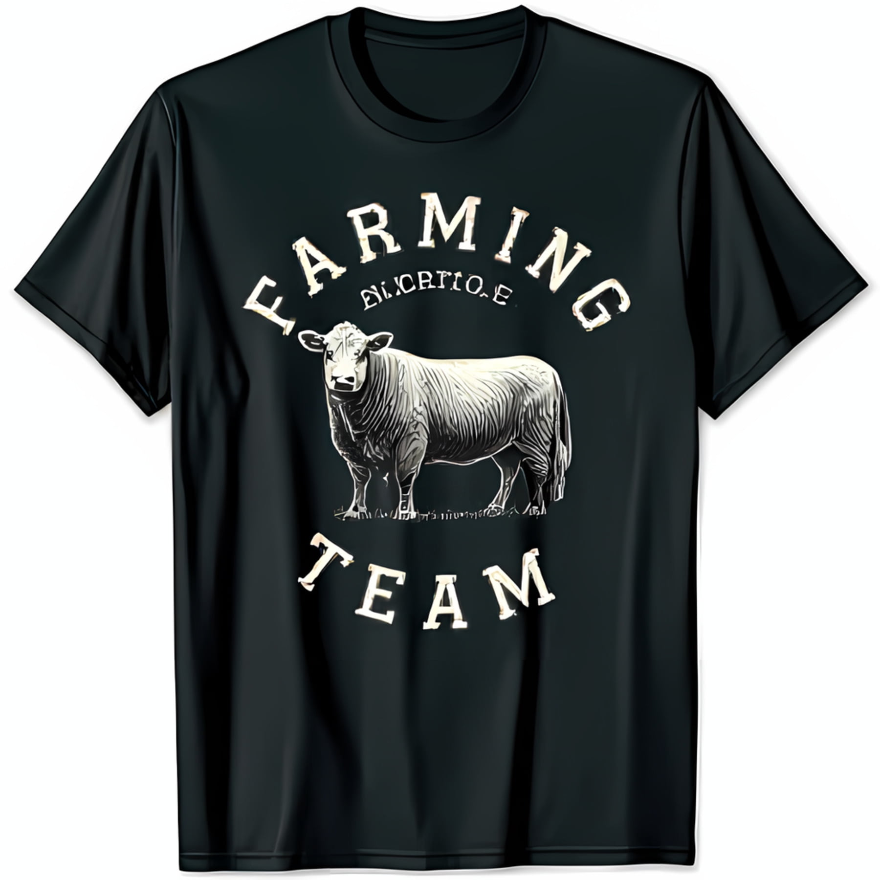 Black T-Shirt with Cow Graphic and Farming Team Text for Farm Lovers ...
