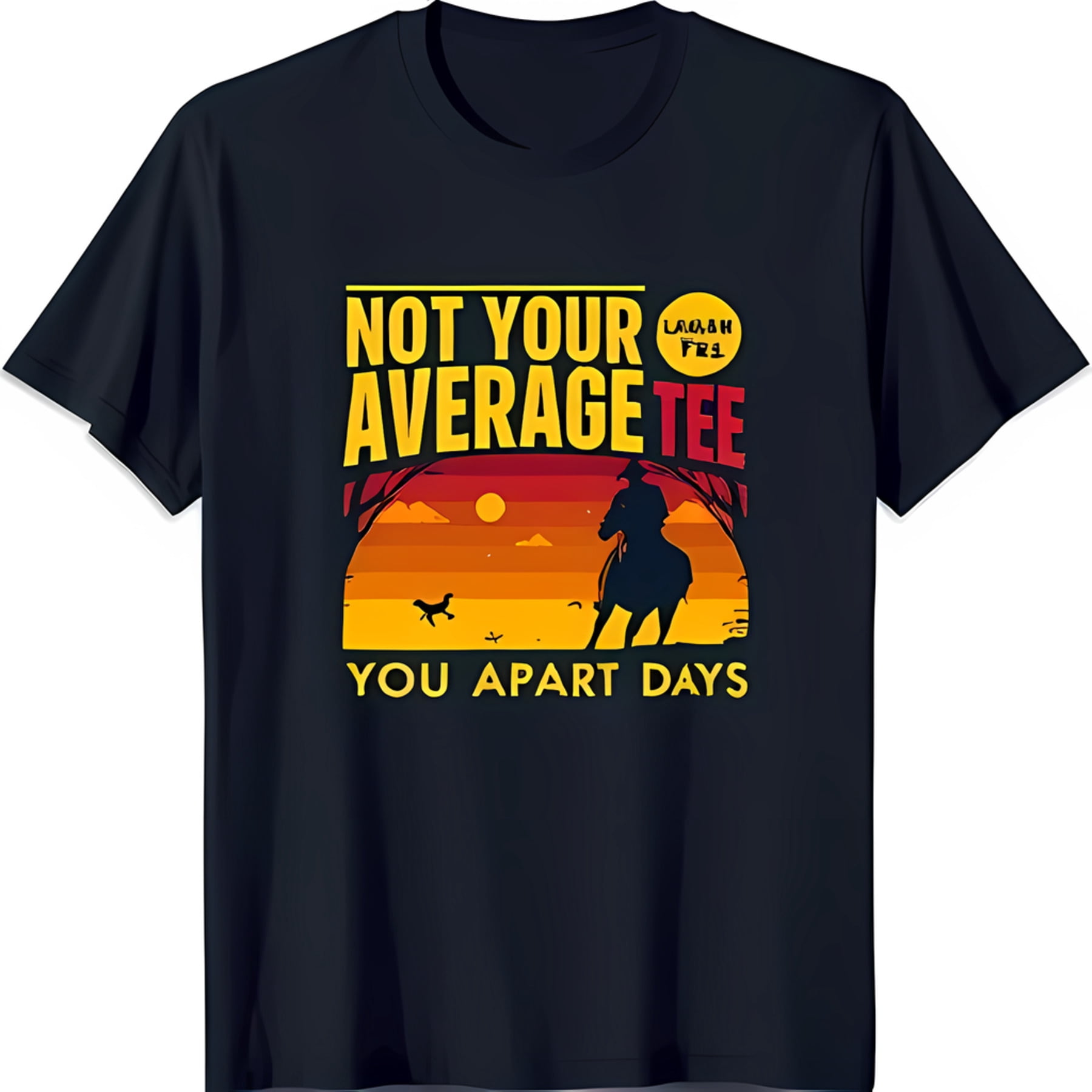 Black T-Shirt with Cowboy Riding Horse at Sunset 'Not Your Average Tee ...