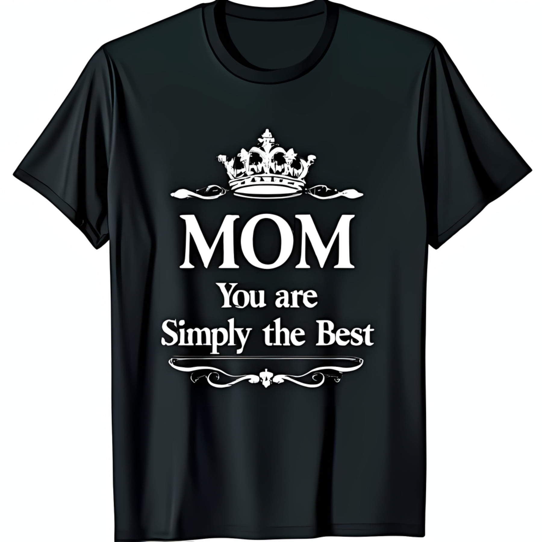 Black T-Shirt with Crown & Cursive 'MOM' Graphic 'You Are Simply the ...