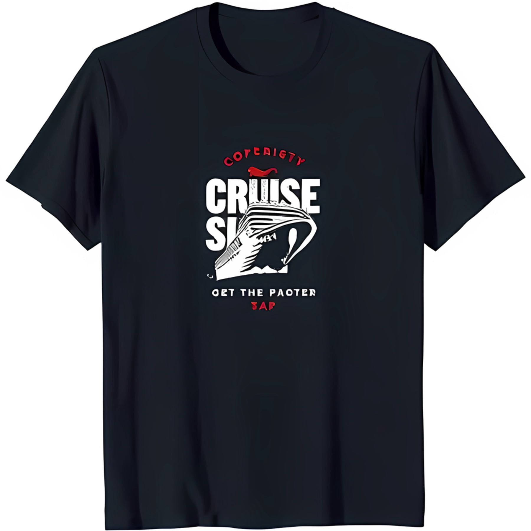 Black T-Shirt with Cruise Ship Graphic & Fun 'Coterieity Cruise Ship ...