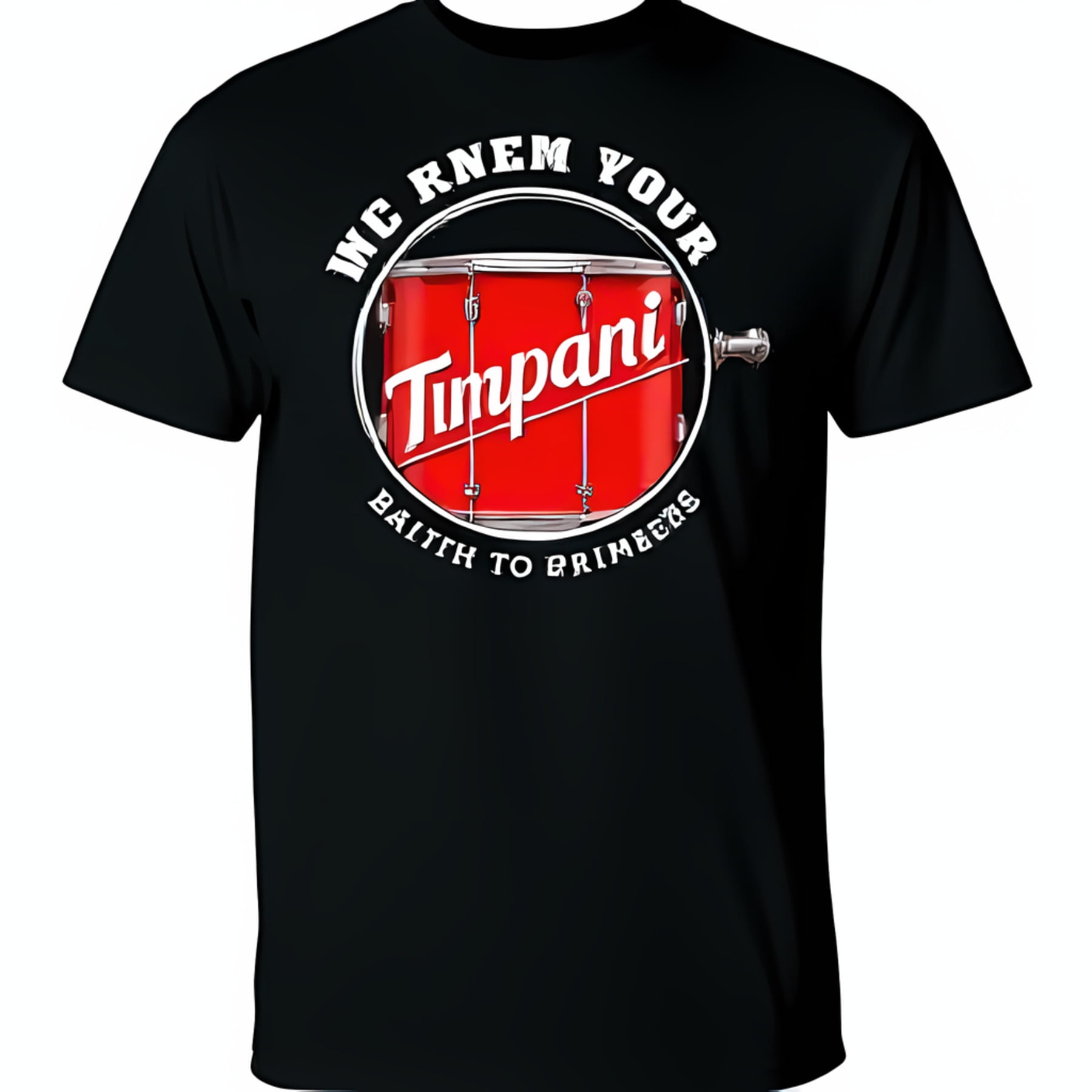 Black T-Shirt with Cursive Rnem Your Batih To Primees Design & Timpani ...